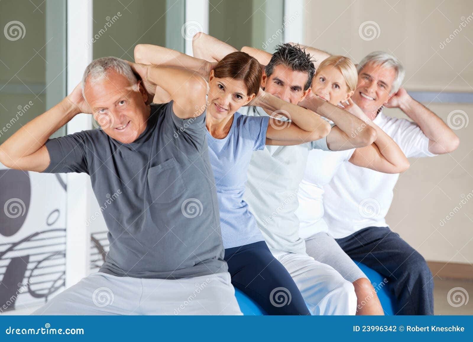 Senior People Doing Back Exercises Stock Photo - Image of back ...