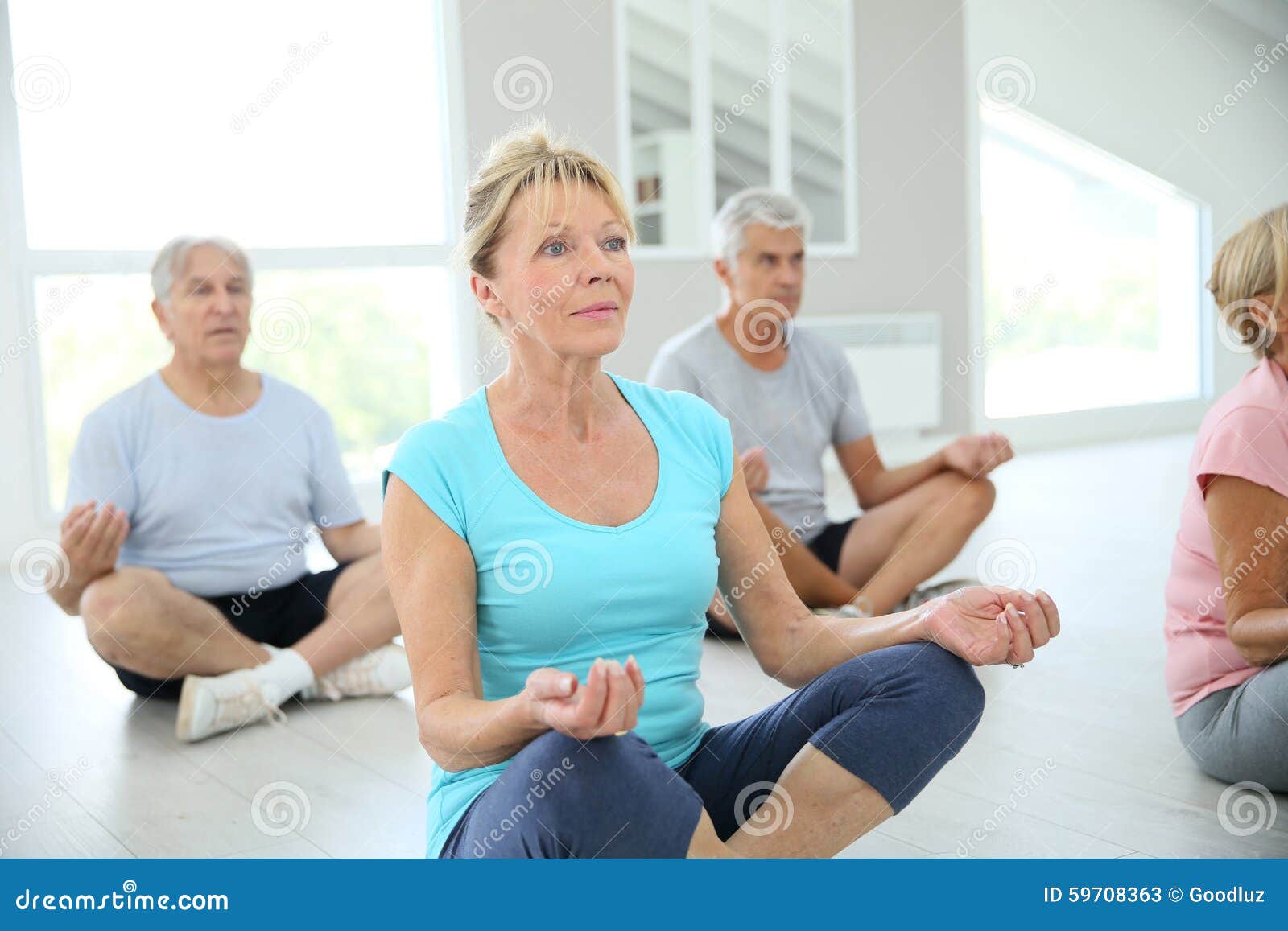 Senior People Doing Meditation Relaxing Stock Image - Image of years ...