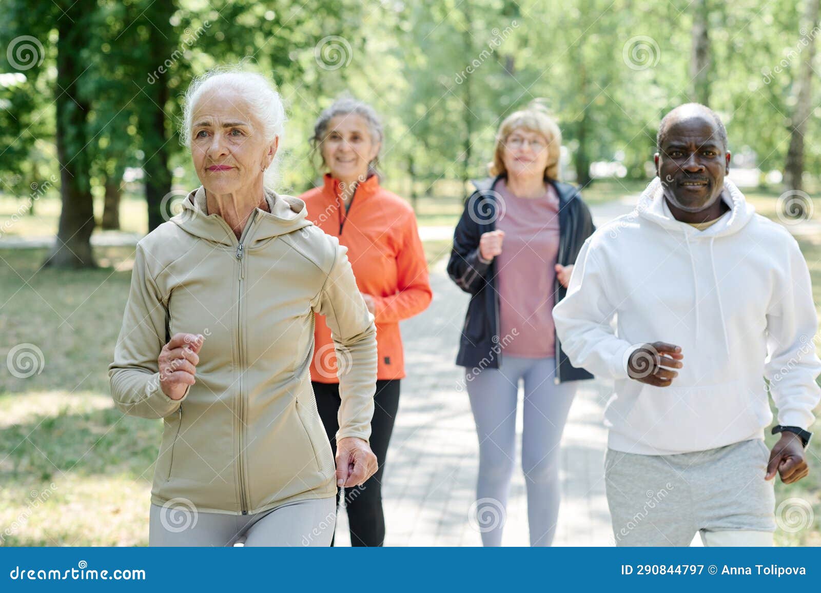 Senior People Doing Sport Outdoors Stock Image - Image of elderly ...
