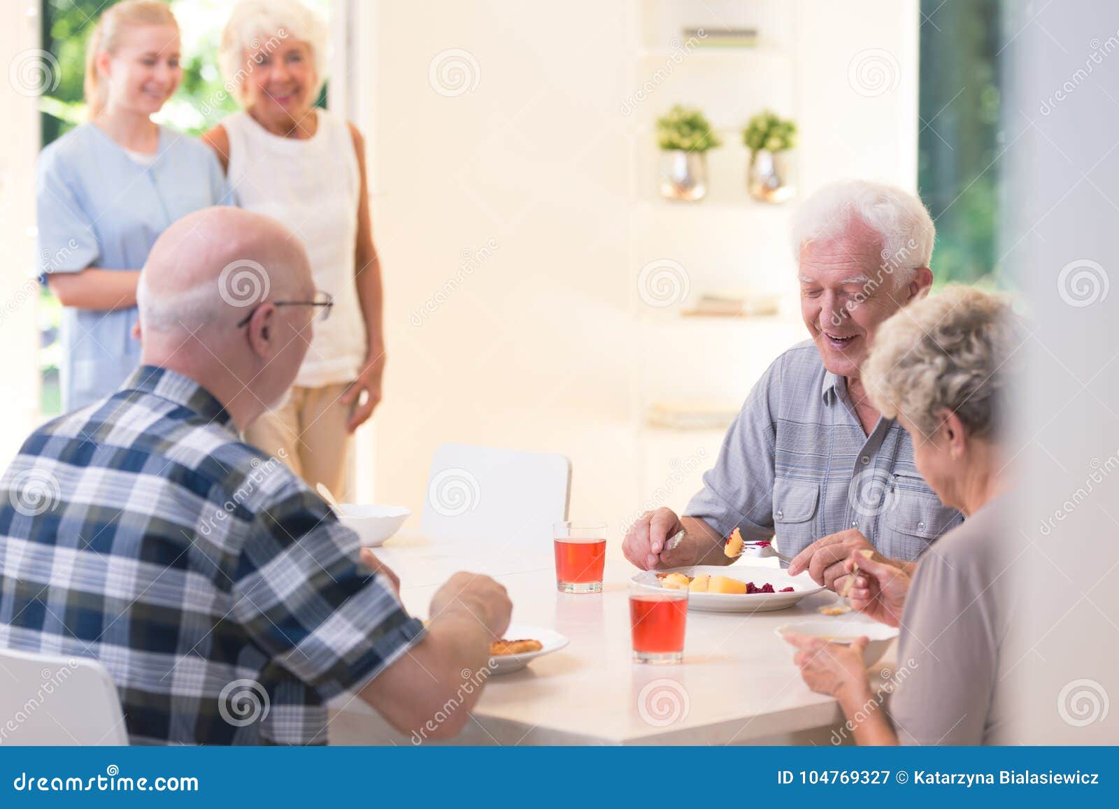 Senior People Eating Dinner Stock Image - Image of lunchroom, elderly ...