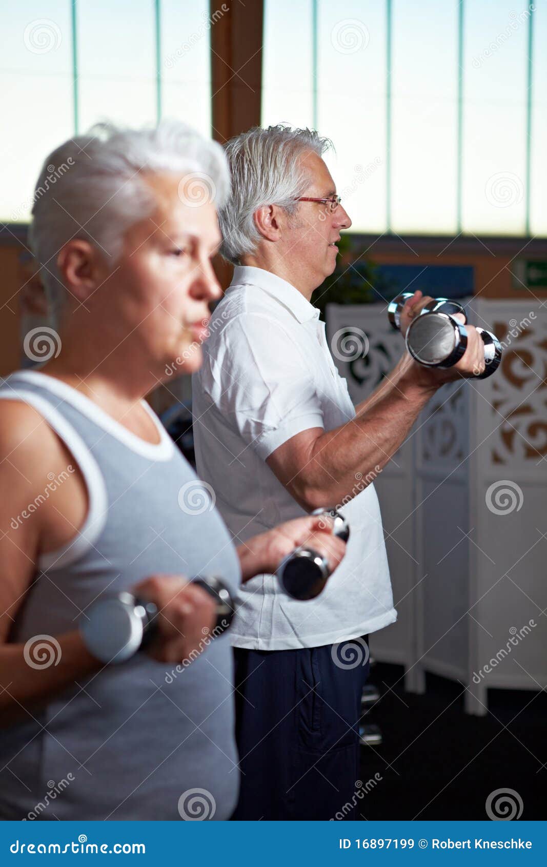 Senior People Lifting Dumbbells Stock Image - Image of lift, citizens ...