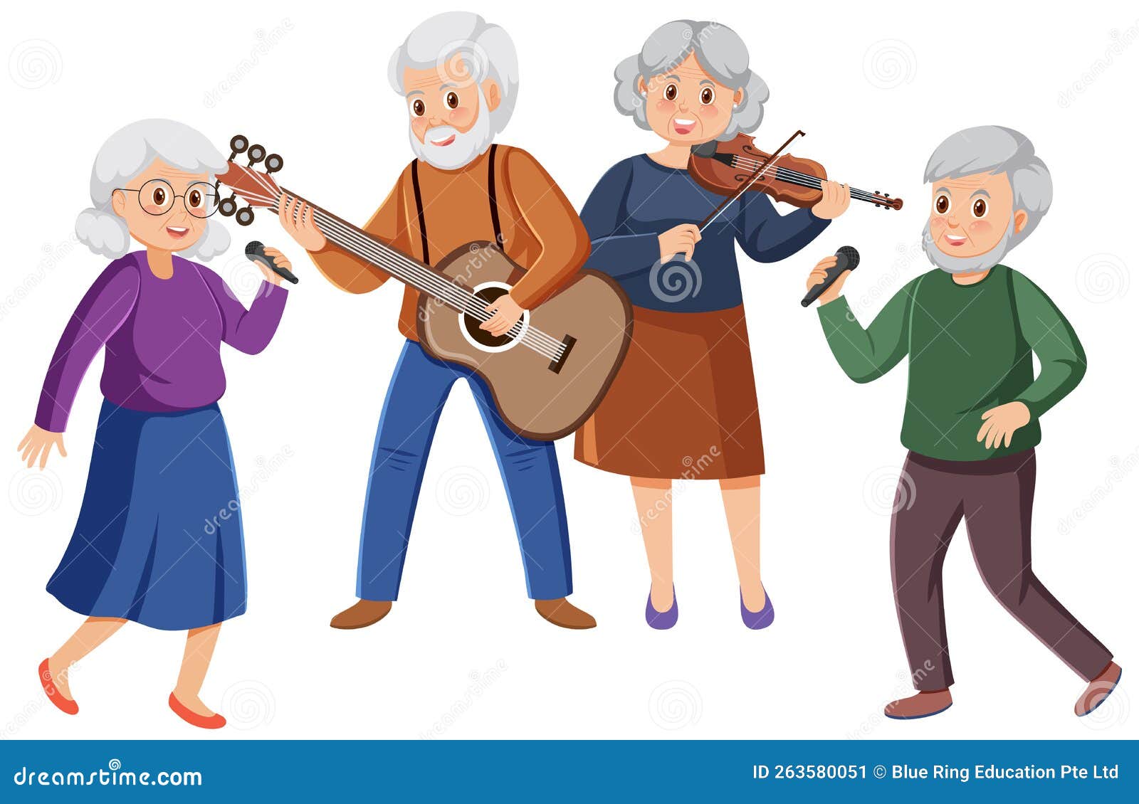 Senior People Playing Musical Instrument Stock Vector - Illustration of ...