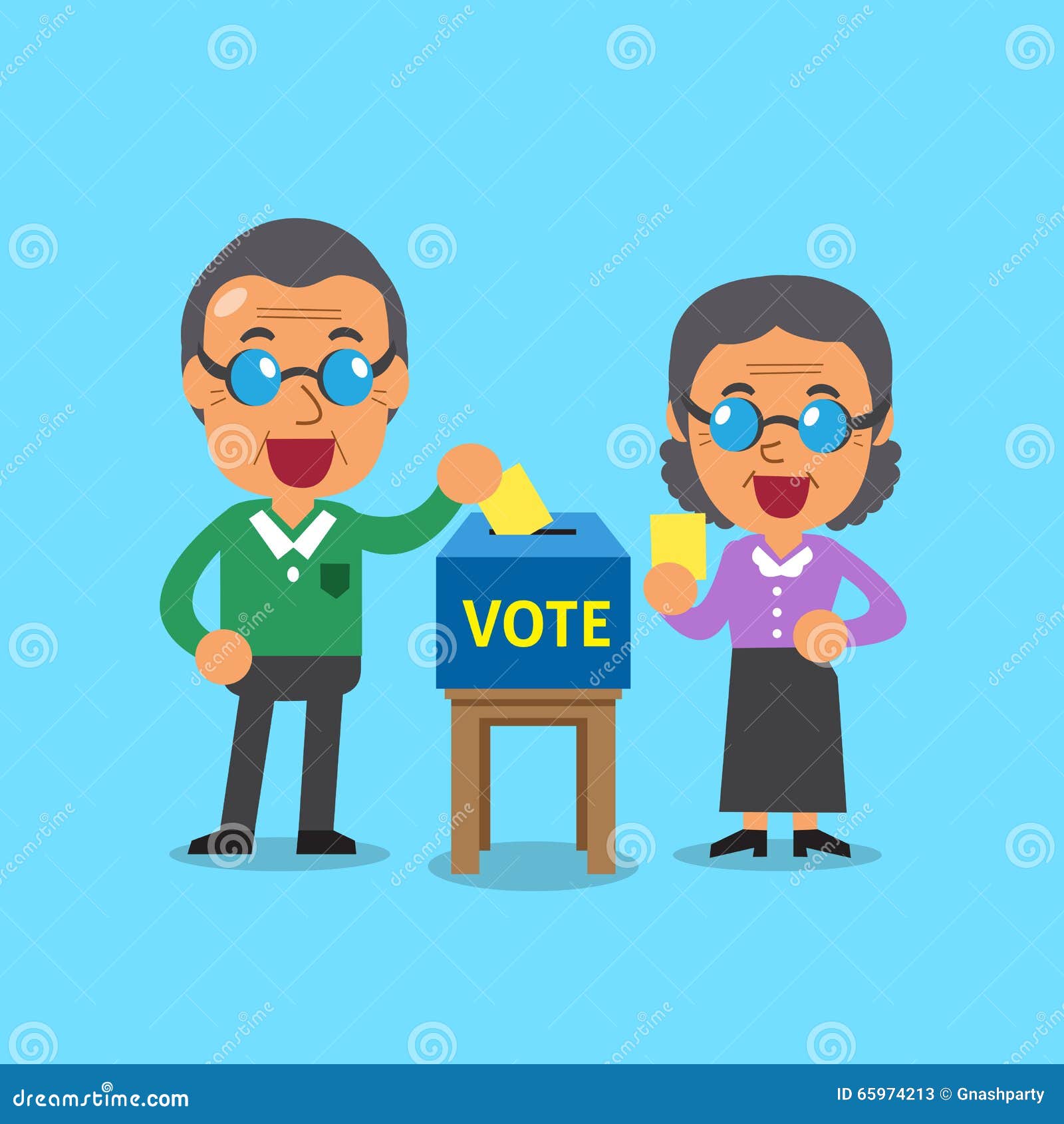 Senior People Putting Voting Paper in the Ballot Box Stock Vector ...