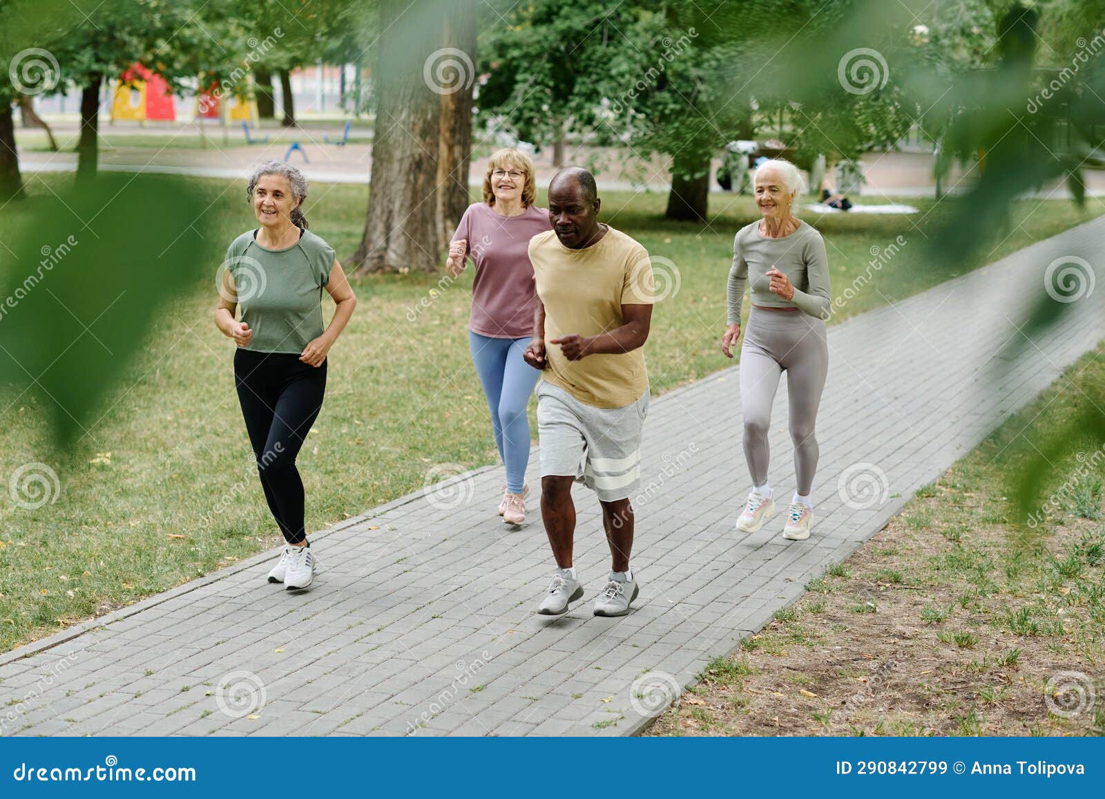 Senior People Running in the Park Stock Image - Image of outdoor ...