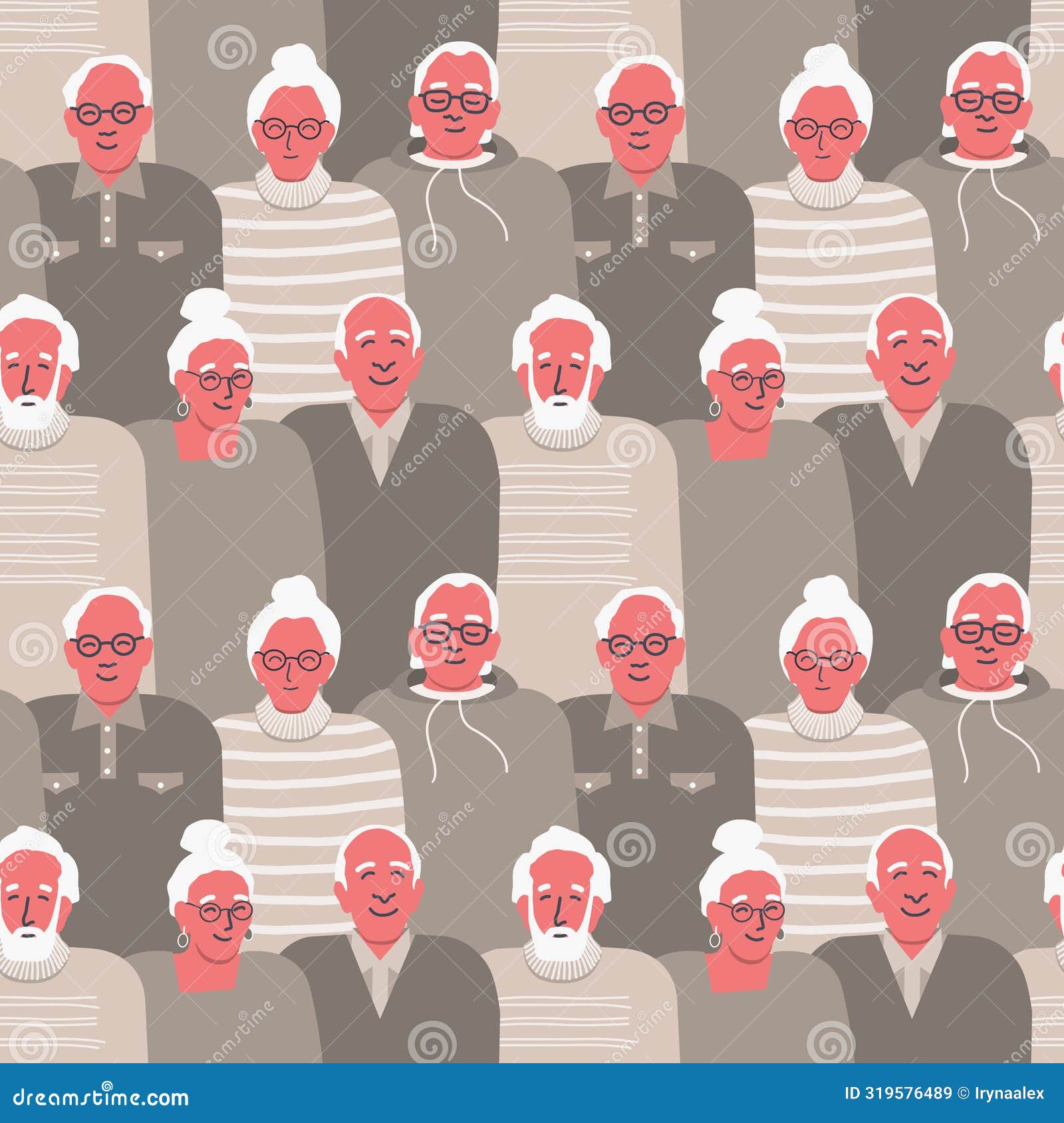 Senior People Seamless Background. Different Elderly Men and Elderly ...