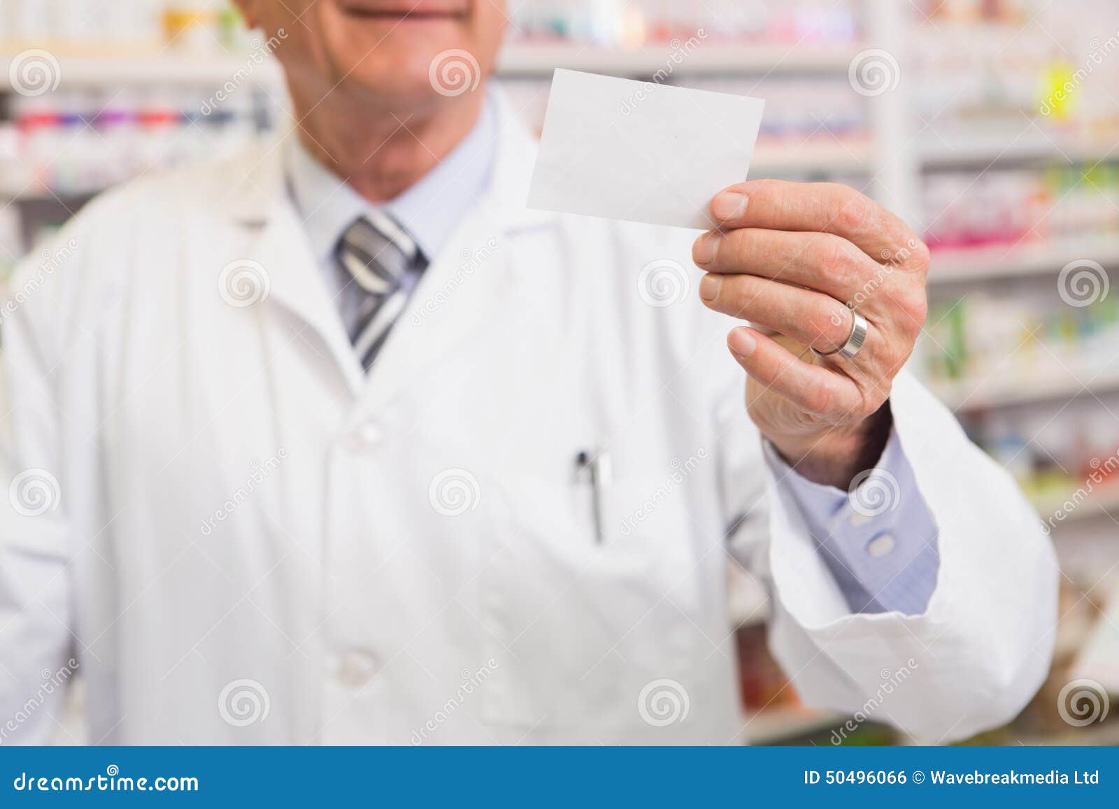 Senior Pharmacist Reading Calling Card Stock Photo - Image of treatment ...