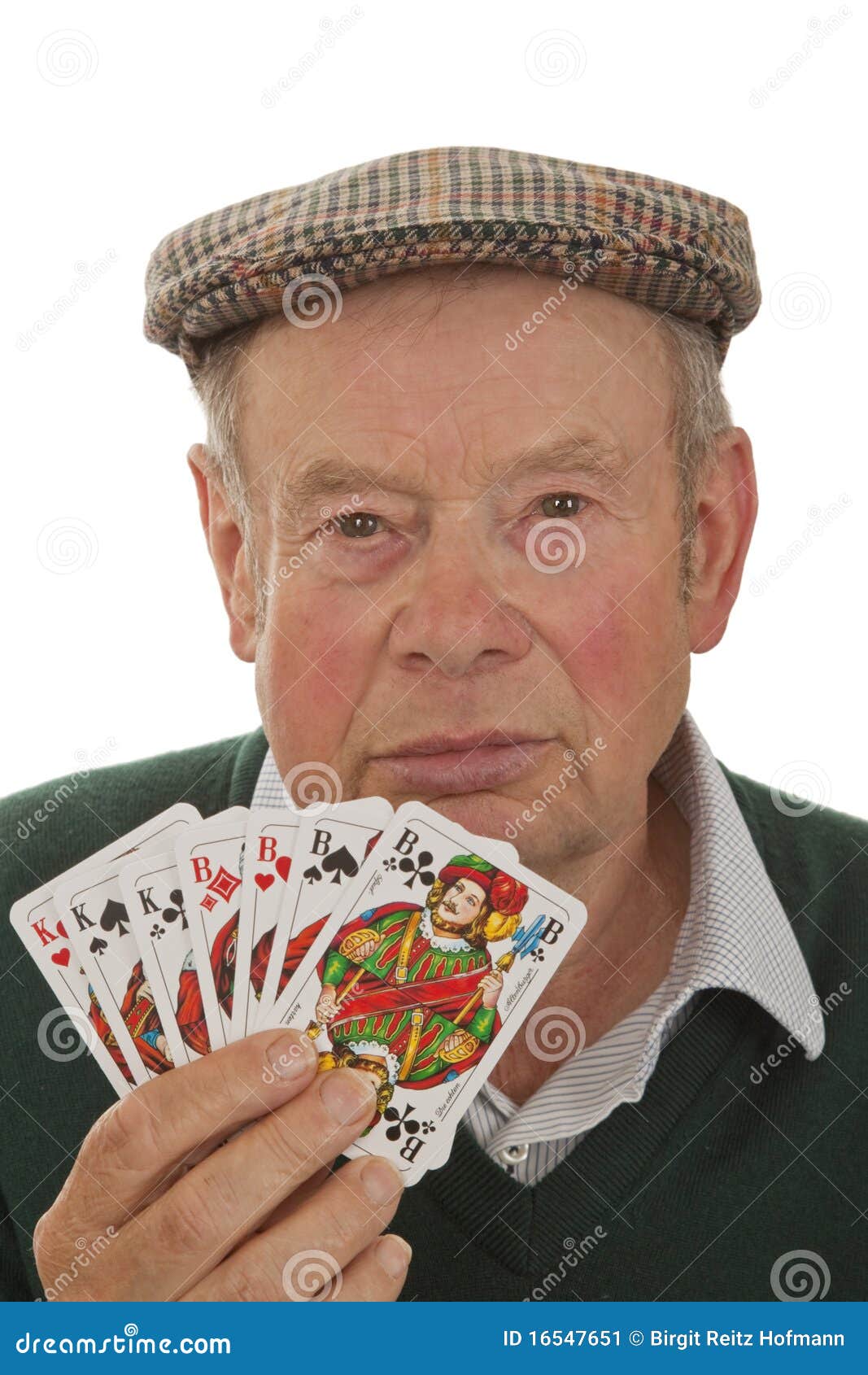 Senior with playing cards stock image. Image of hand - 16547651