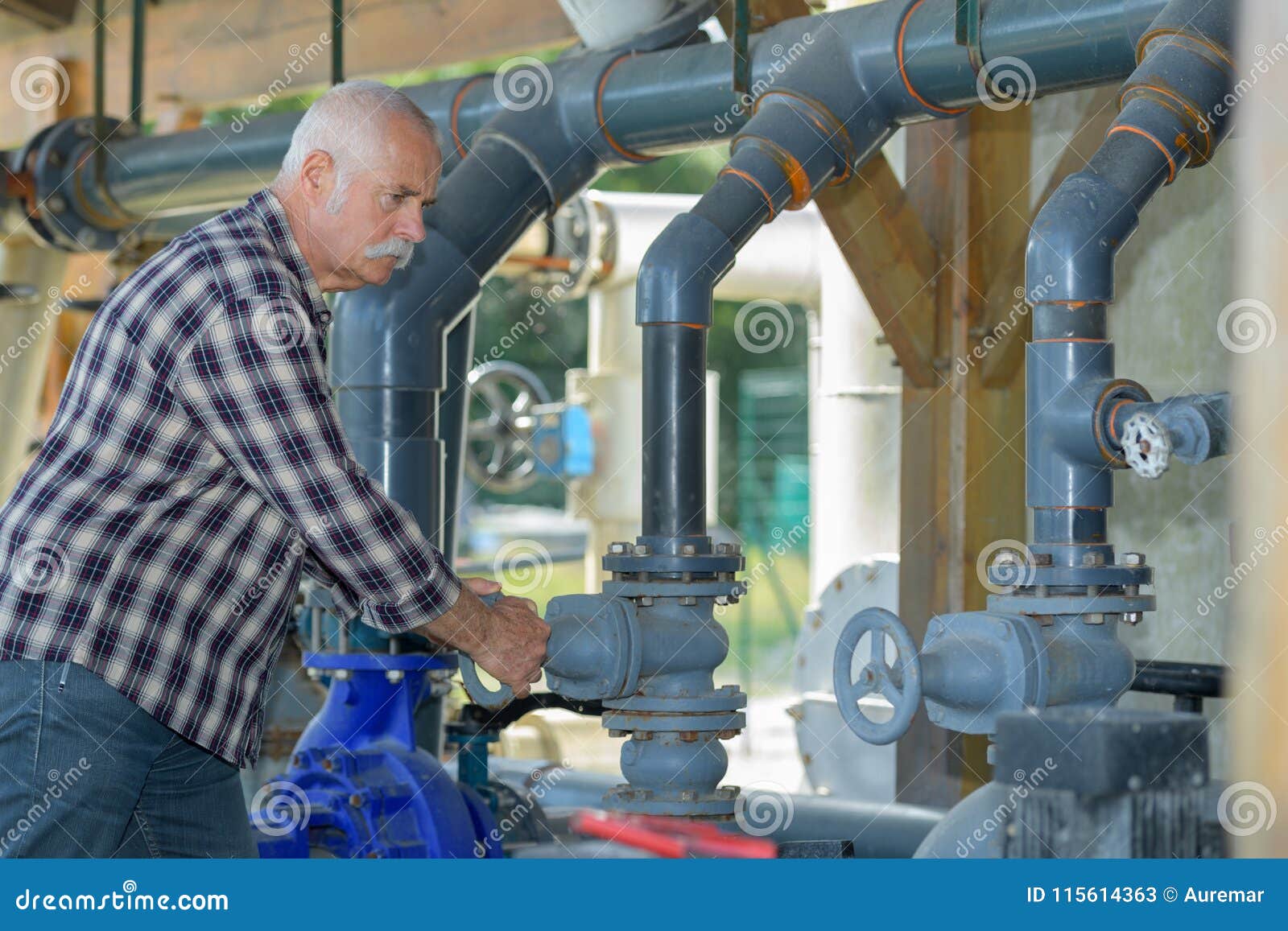 Senior Plumber Engineer Worker Stock Image - Image of repairman, boiler ...