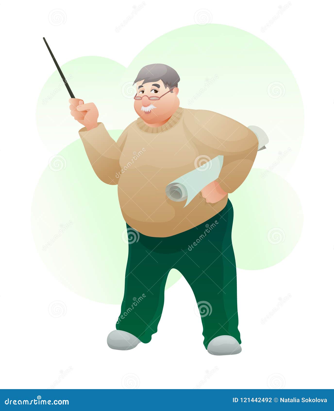Senior Professor with a Pointer Stick and Map Stock Vector ...