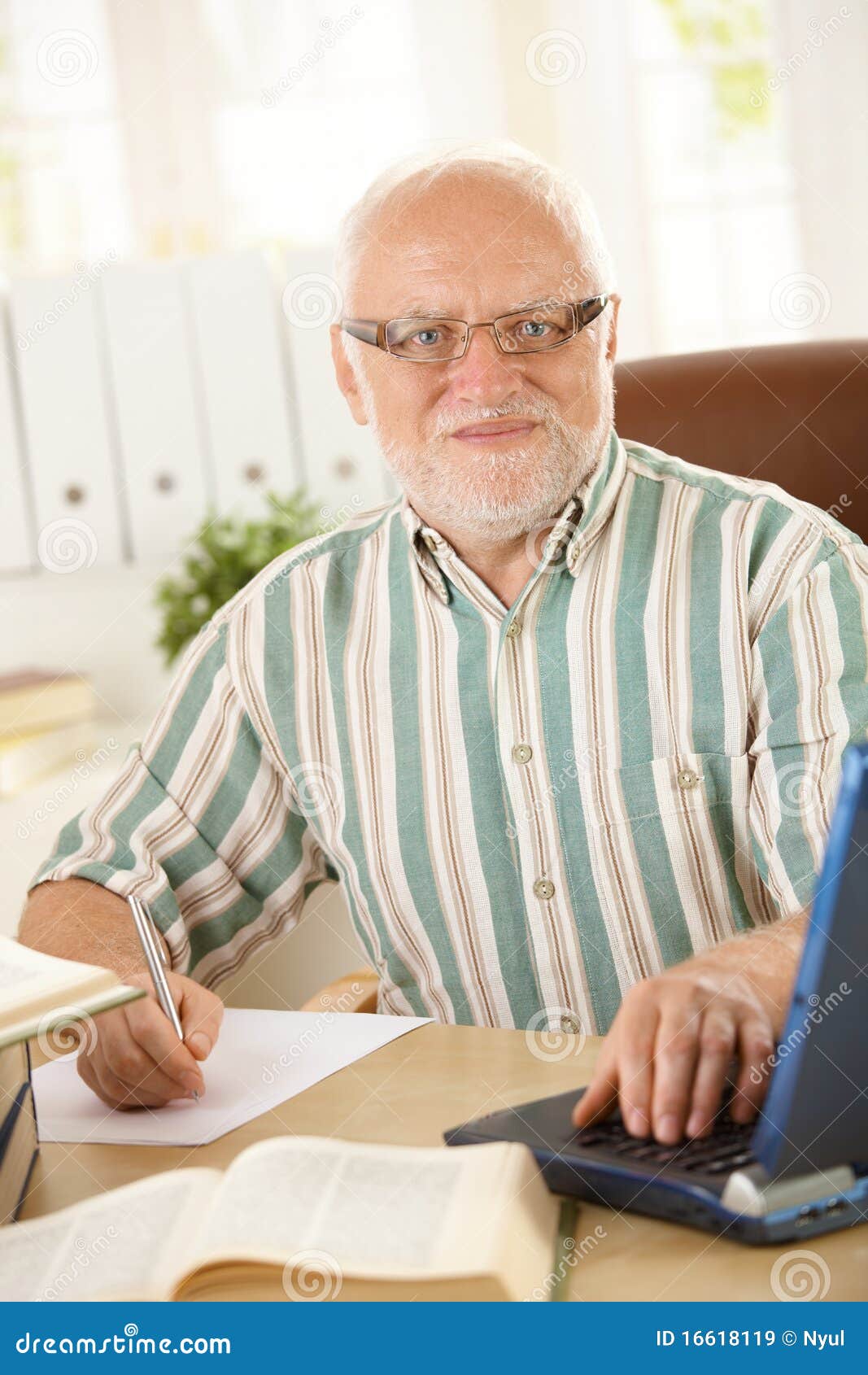 Senior Professor Working in His Study Stock Image - Image of camera ...