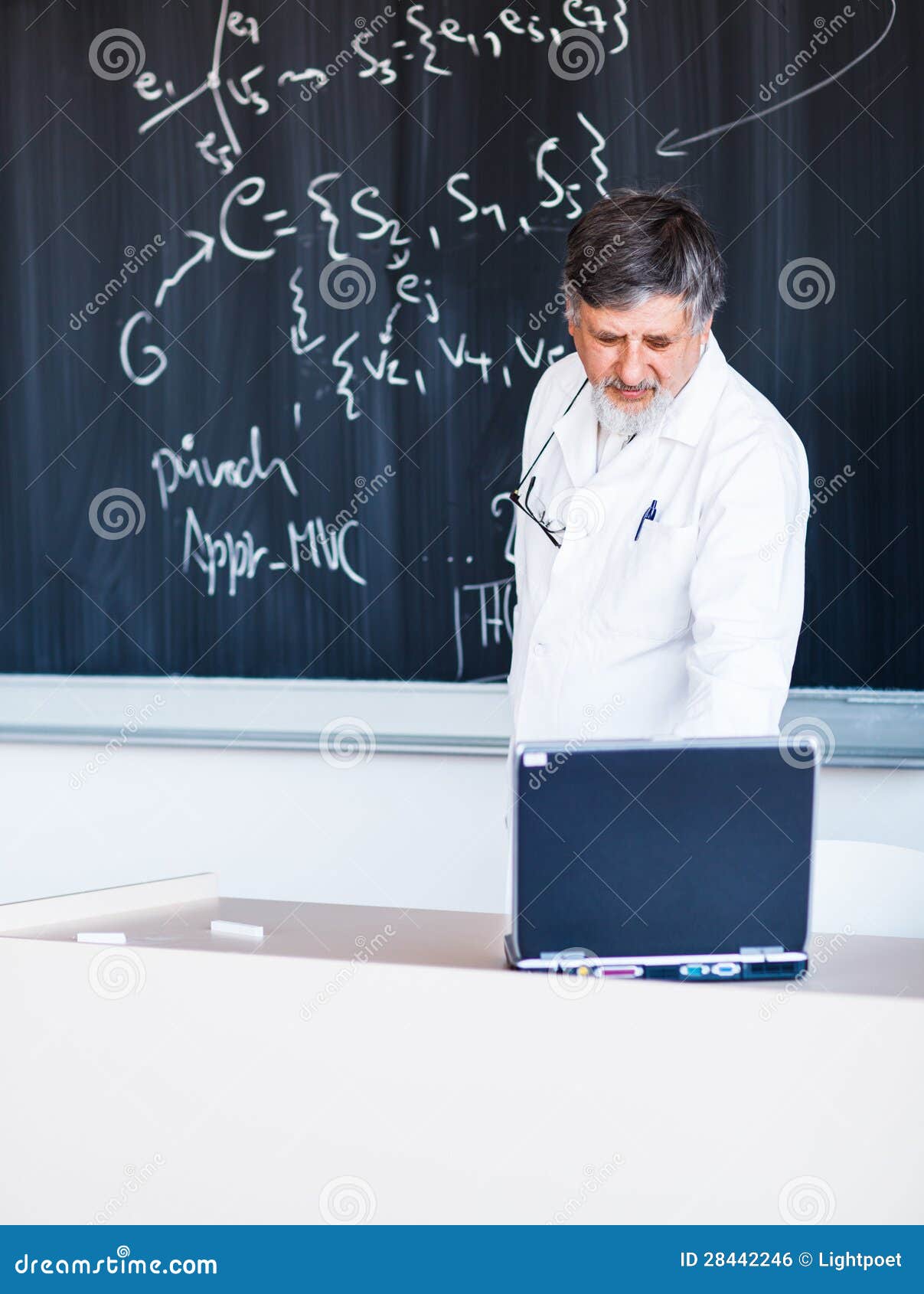 Senior Professor Writing on the Board Stock Photo - Image of lecture ...