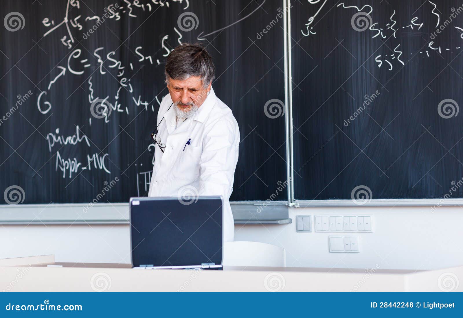 Senior Professor Writing on the Board Stock Photo - Image of education ...