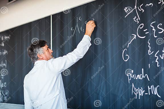 Senior Professor Writing on the Board Stock Image - Image of ...