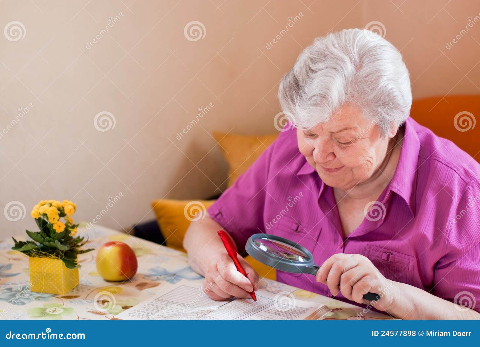 Senior Puzzles with Magnifying Glass Stock Photo - Image of problem ...
