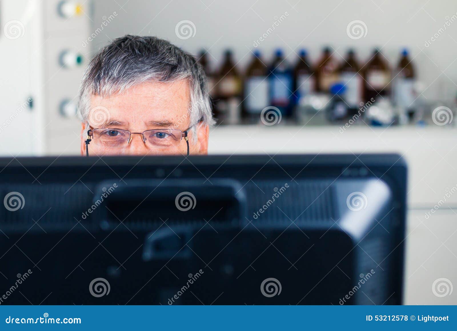 Senior Researcher Using a Computer in the Lab Stock Photo - Image of ...