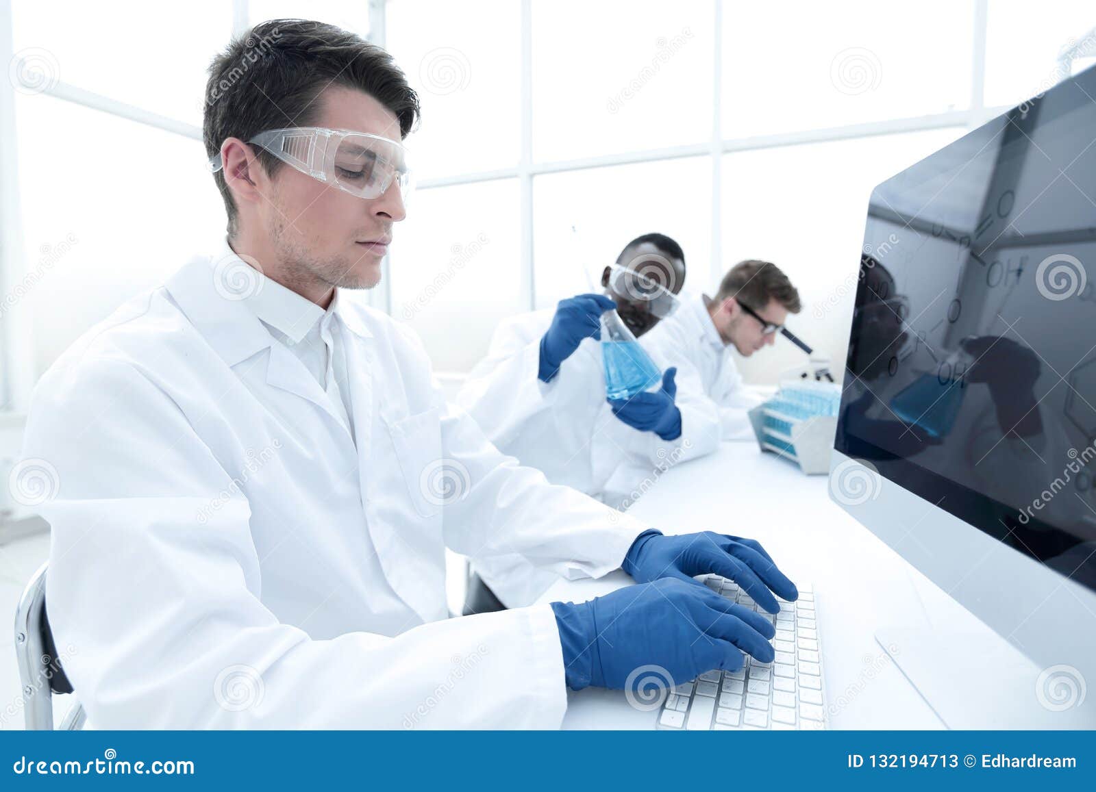 Senior Researcher Using a Computer in the Laboratory Stock Image ...