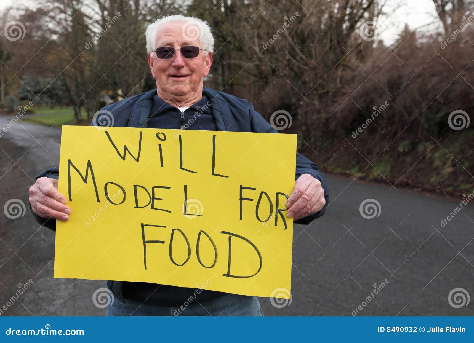 Senior Retired Man Model with Sign Stock Photo - Image of adult, grey ...