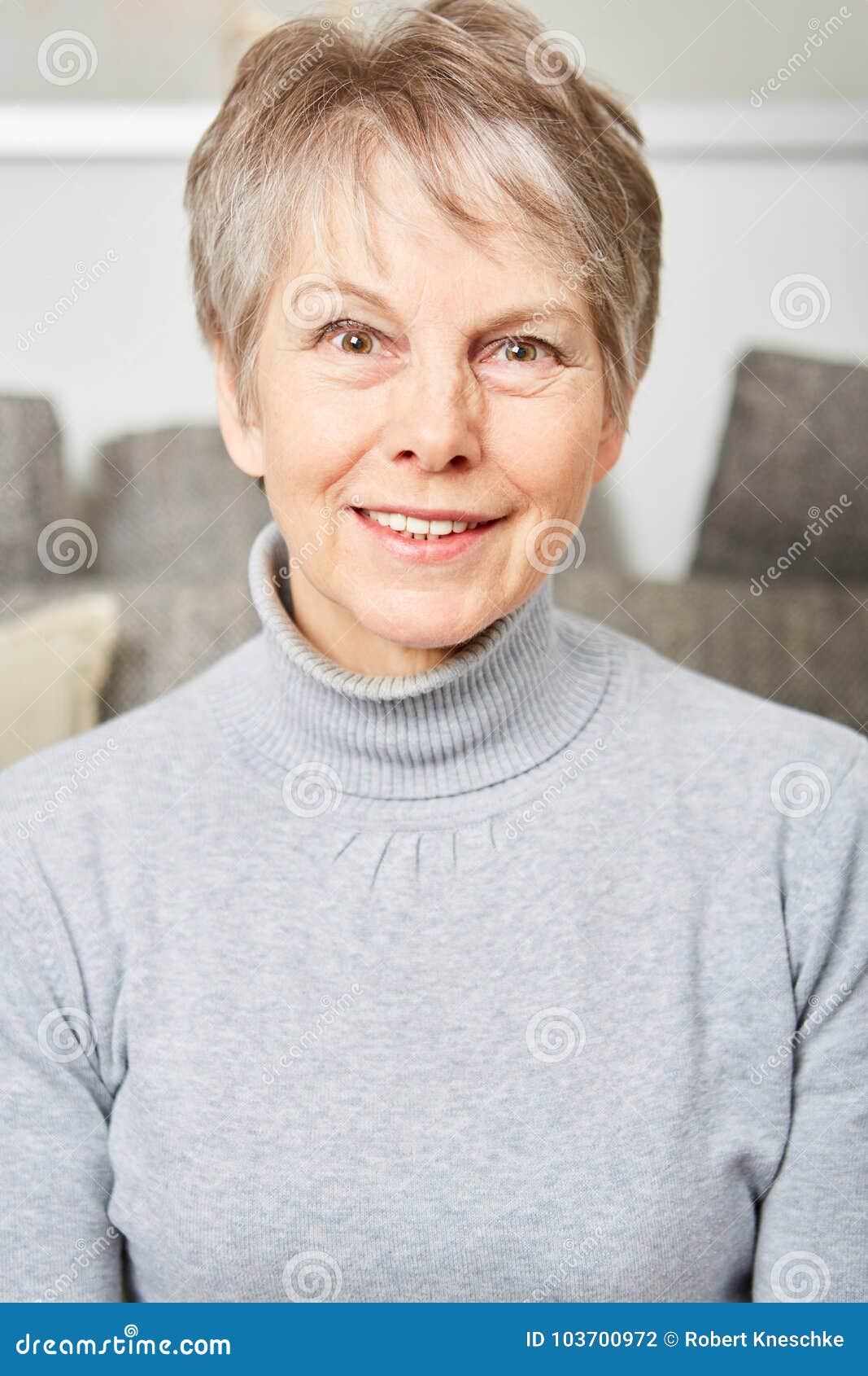 Senior Retiree Woman Smiling Stock Photo - Image of calmness, portrait ...