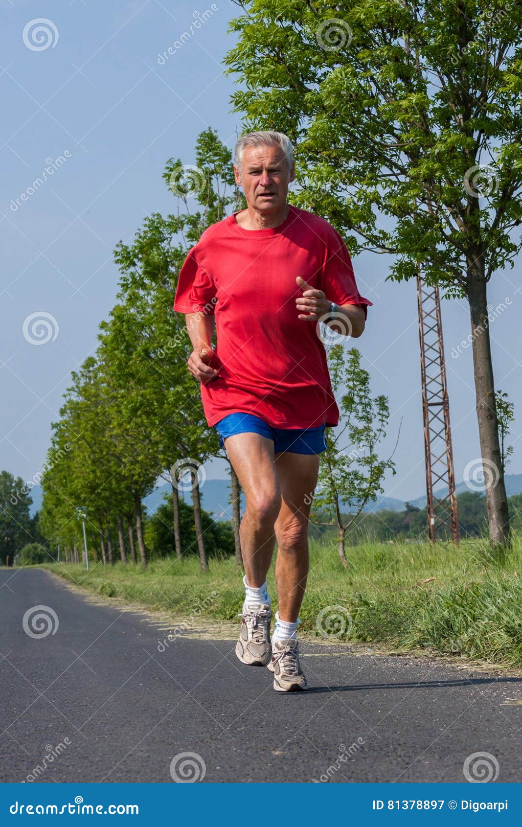 Senior Runner while Training for a Competition Stock Image - Image of ...