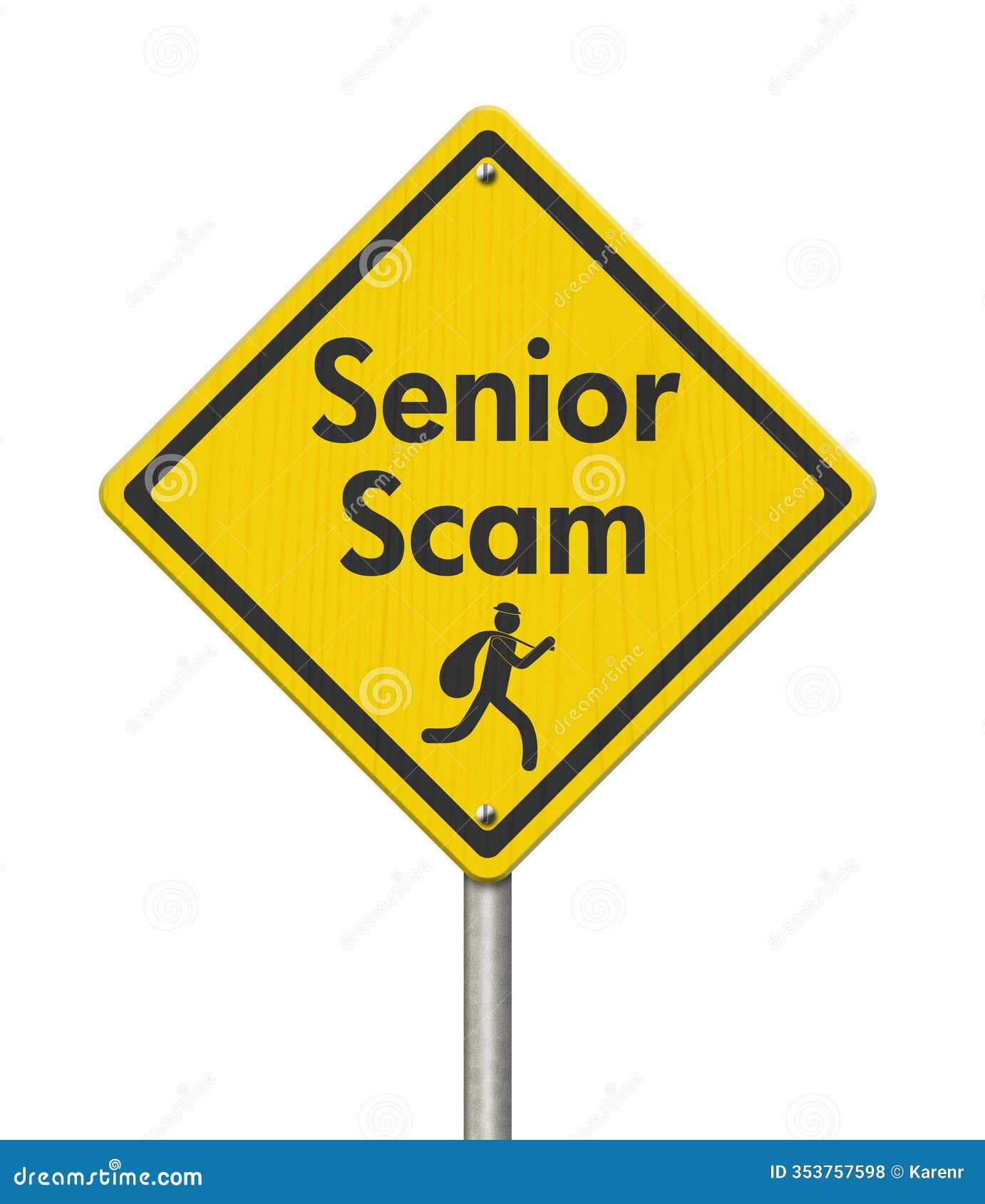 Senior Scam Warning Sign Isolated on White Stock Photo - Image of ...
