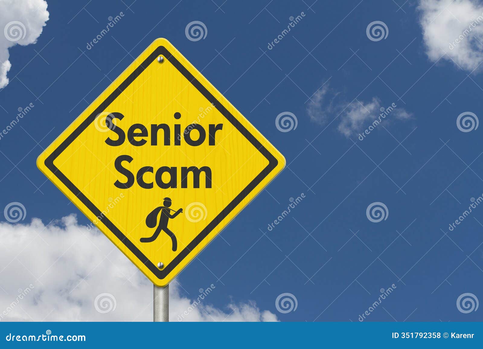 Senior Scam Warning Sign with Sky Stock Photo - Image of elderly, blue ...