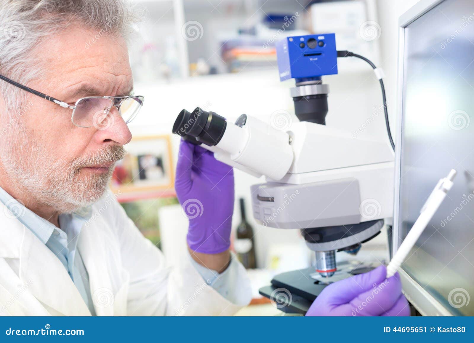 Senior Scientist Microscoping in Lab. Stock Image - Image of medicine ...