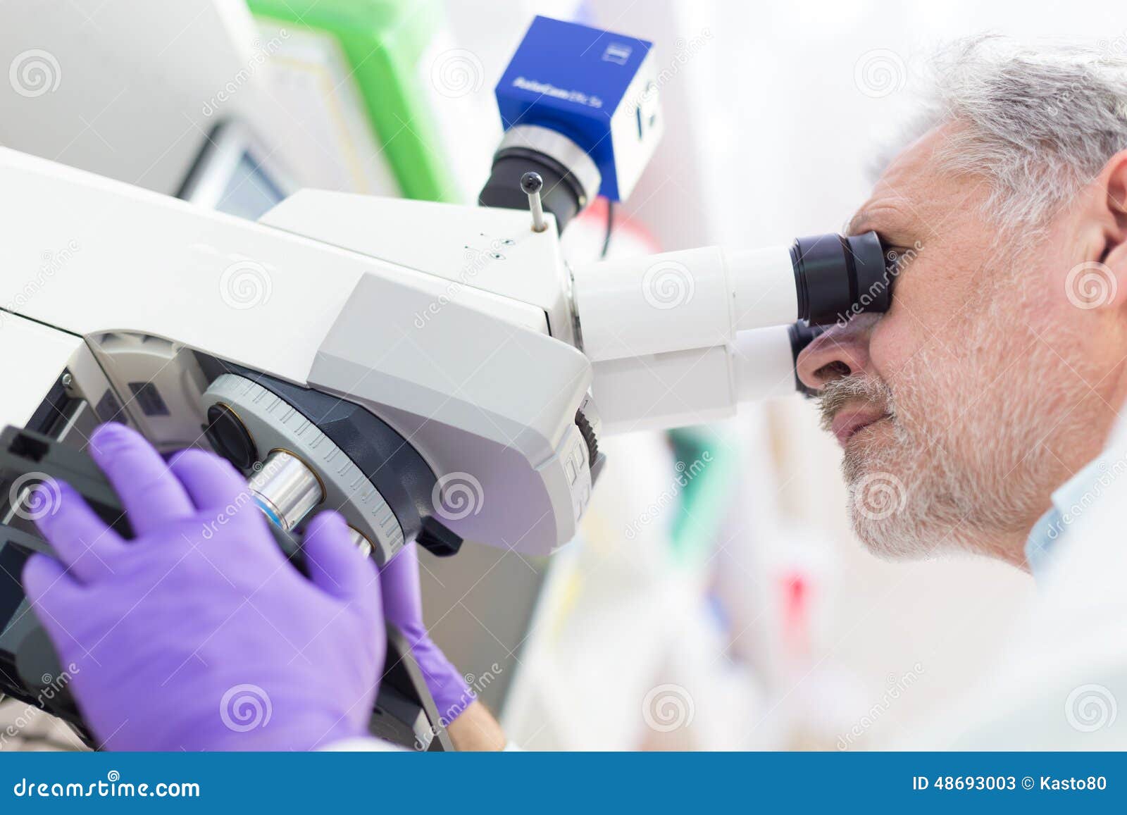 Senior Scientist Microscoping in Lab. Stock Image - Image of hospital ...