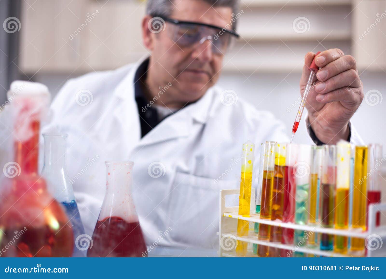 Senior Scientist Researching in Laboratory Stock Image - Image of ...