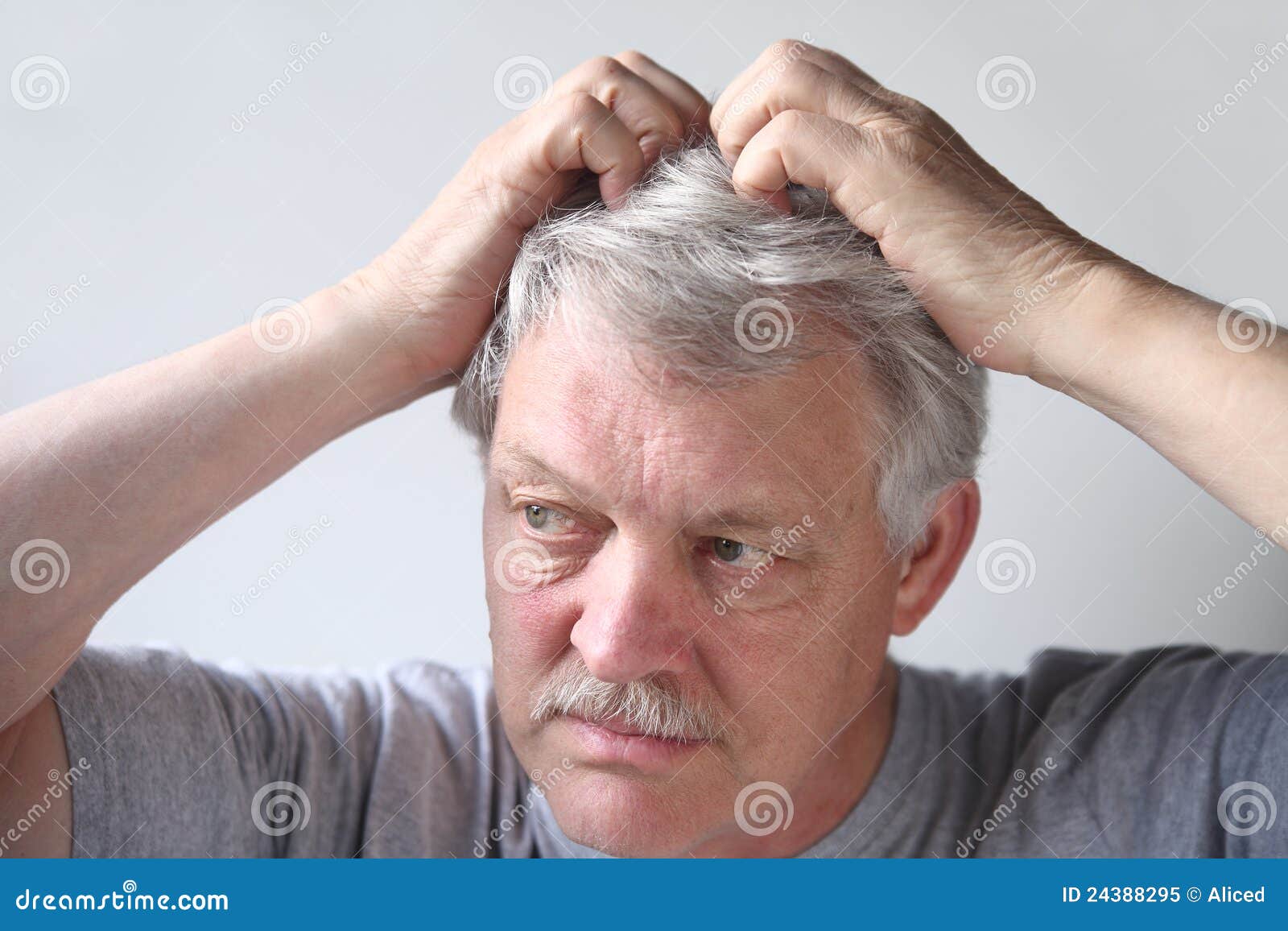 Senior scratches his head stock image. Image of hair - 24388295