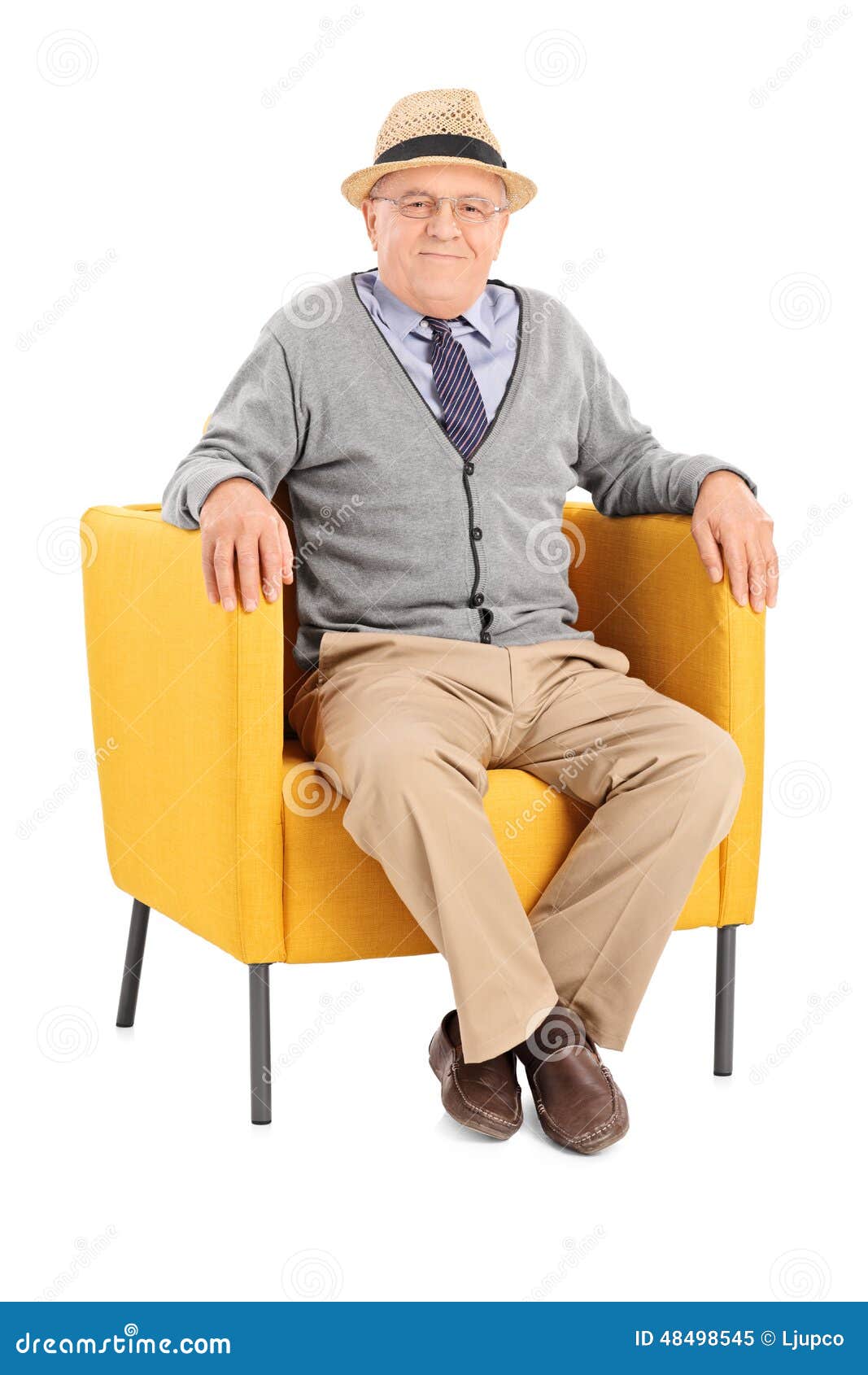 Senior Sitting in a Modern Armchair and Looking at Camera Stock Image ...