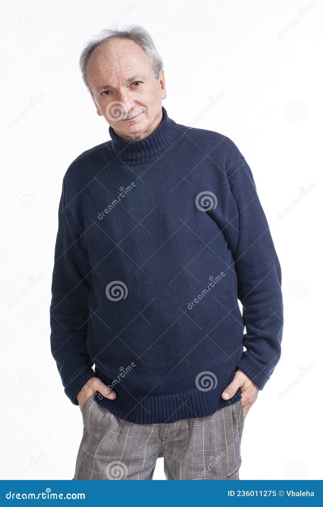 Senior Smiling Man in Sweater Posing in Studio Stock Image - Image of ...