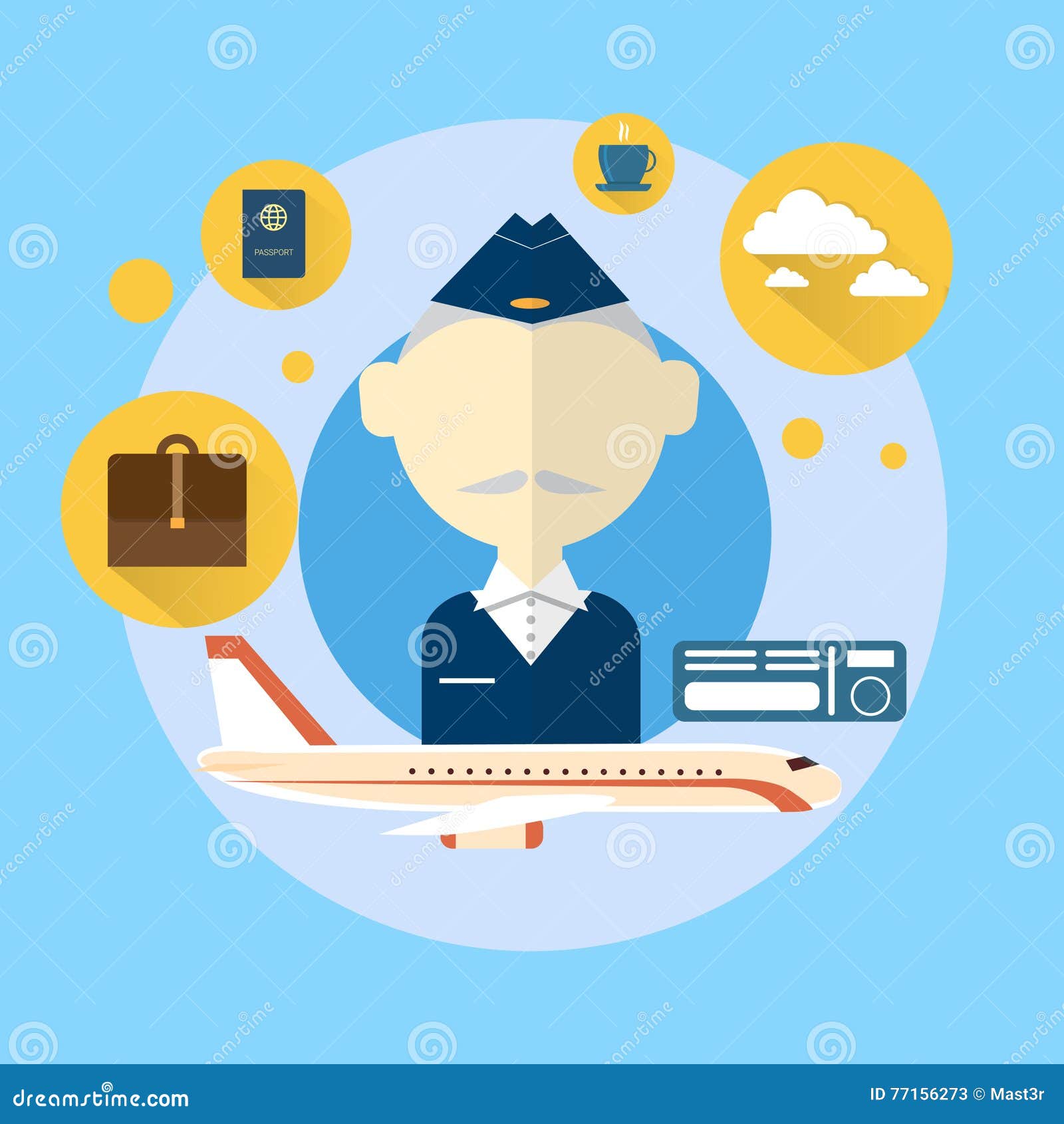 Senior Steward Airport Crew Icon Stock Vector - Illustration of journey ...