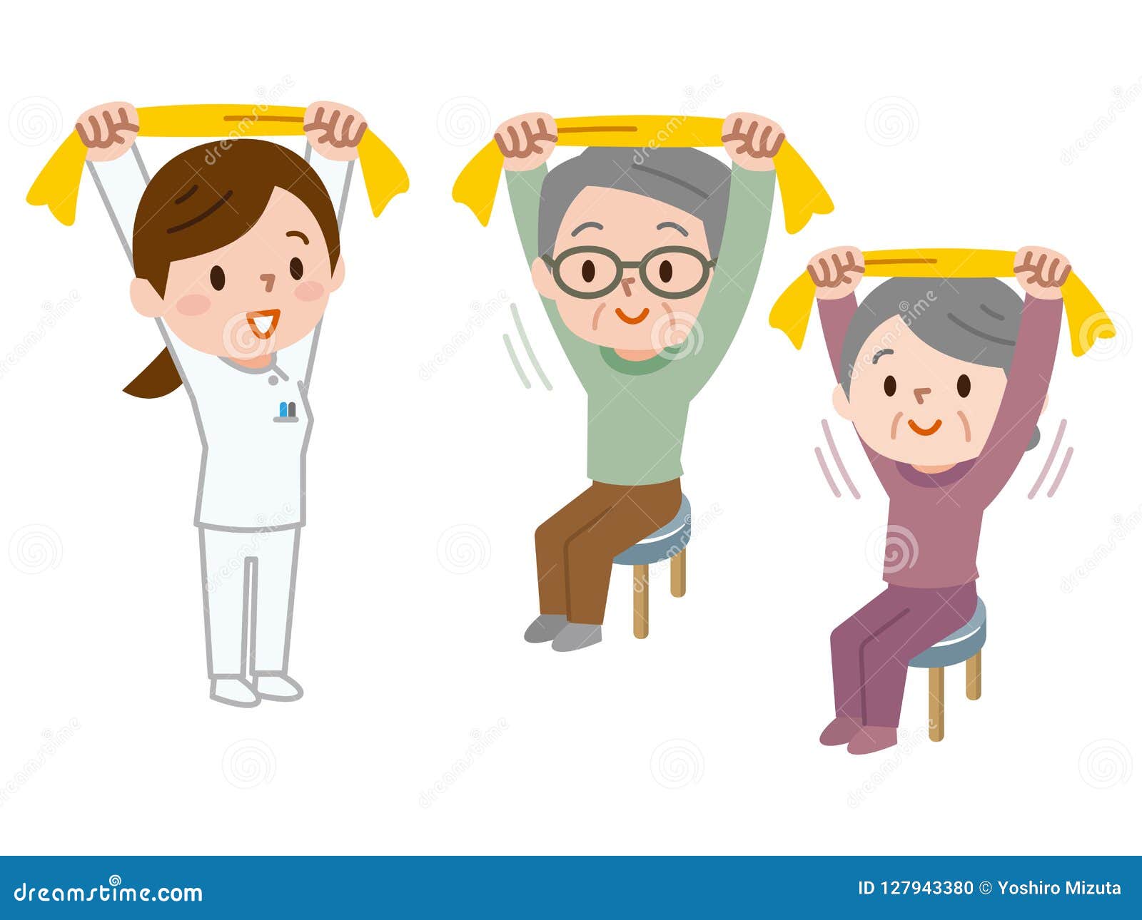 Senior Stretching with Towel Stock Vector - Illustration of body ...