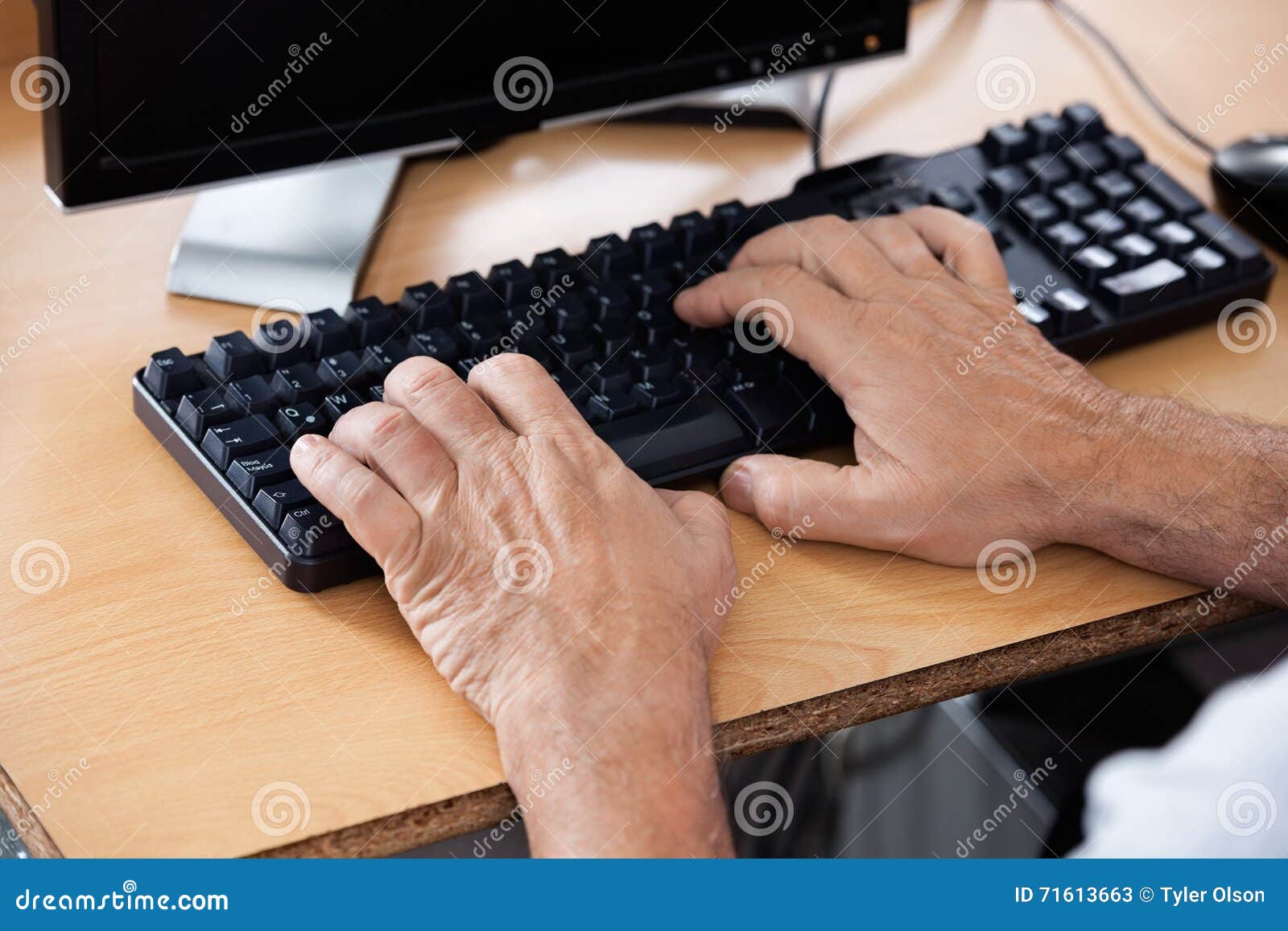 Senior Student Using Computer in Classroom Stock Image - Image of ...