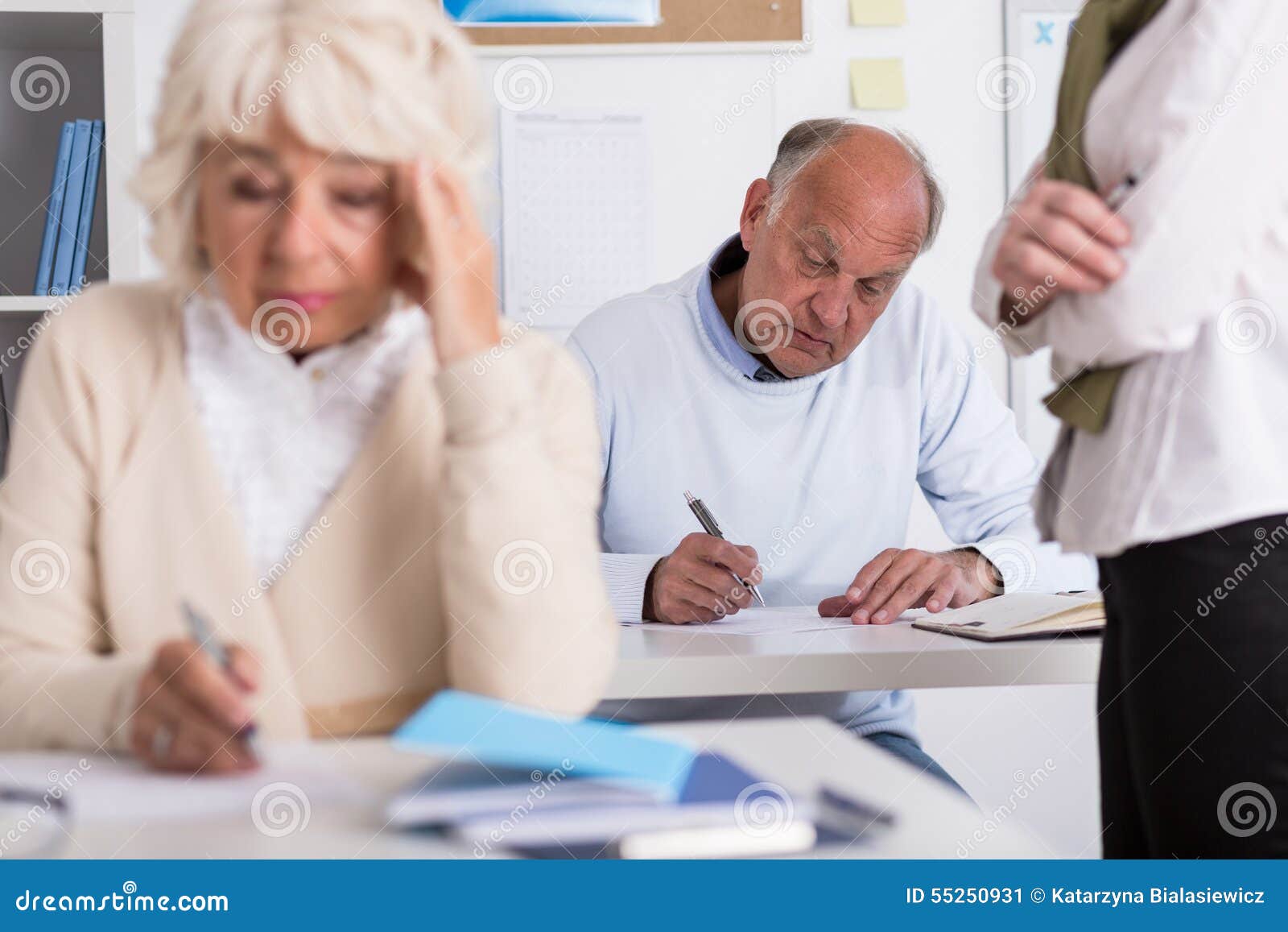Senior Students Having Exam Stock Image - Image of female, retiree ...