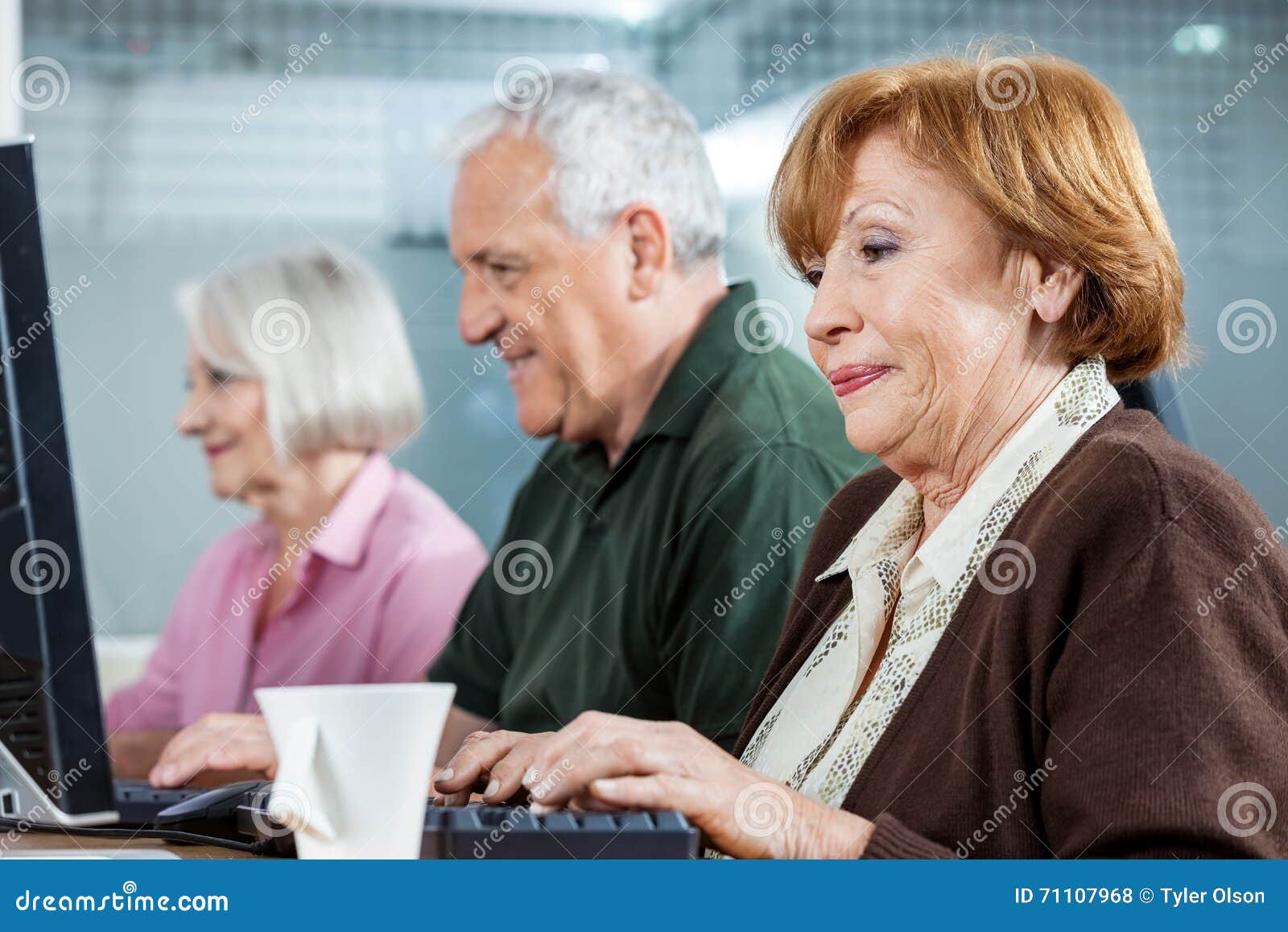 Senior Students Using Computers in Classroom Stock Photo - Image of ...