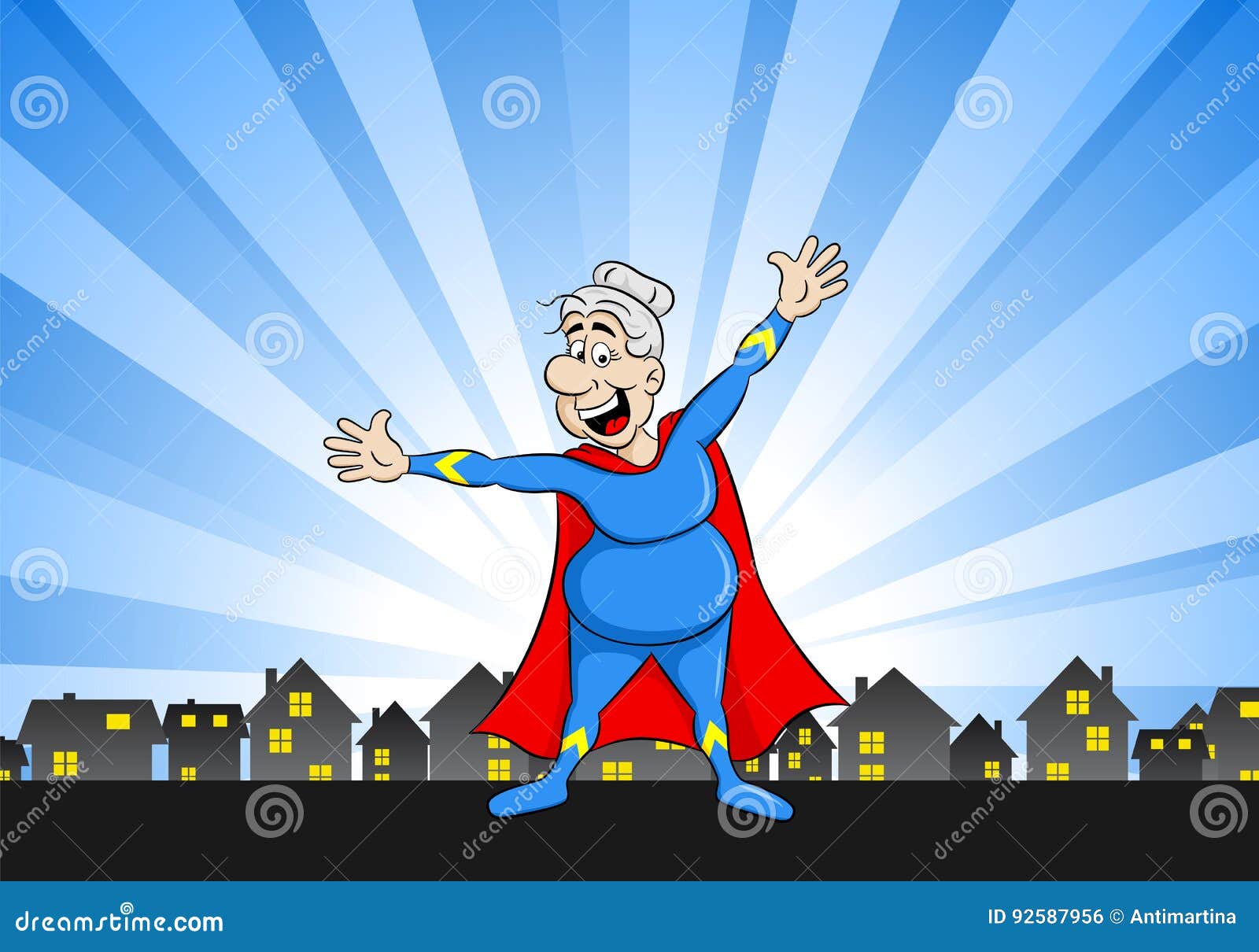 Super Grandmother, Senior Woman Superhero Wearing Orange Cape Vector ...