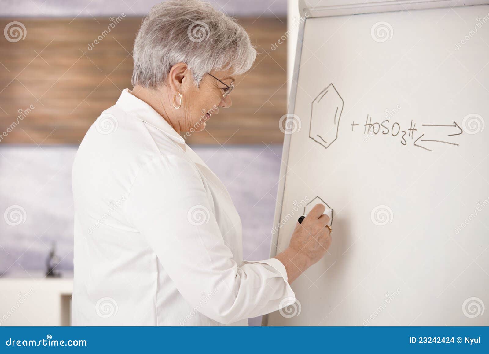 Senior Teacher Drawing on Whiteboard Stock Photo - Image of active ...