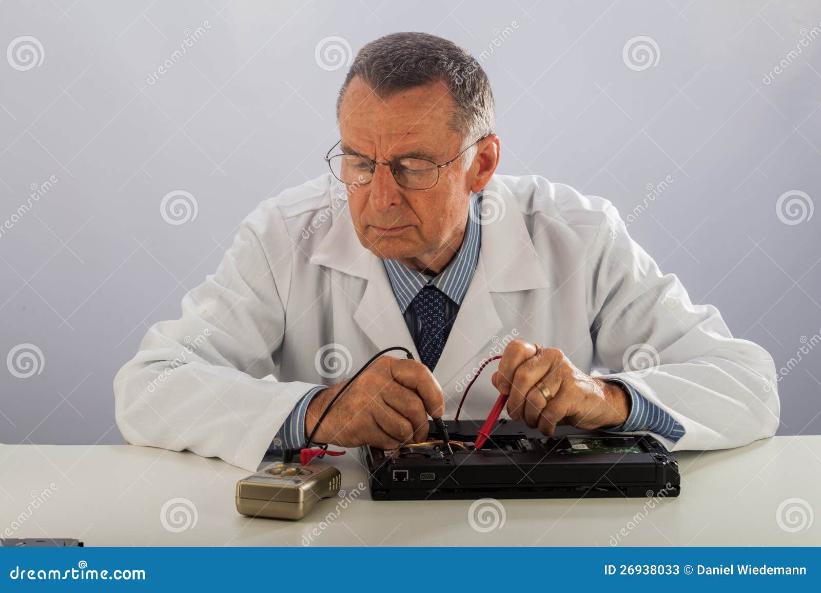 Senior Technician Fixing Laptop Stock Image - Image of caucasian ...