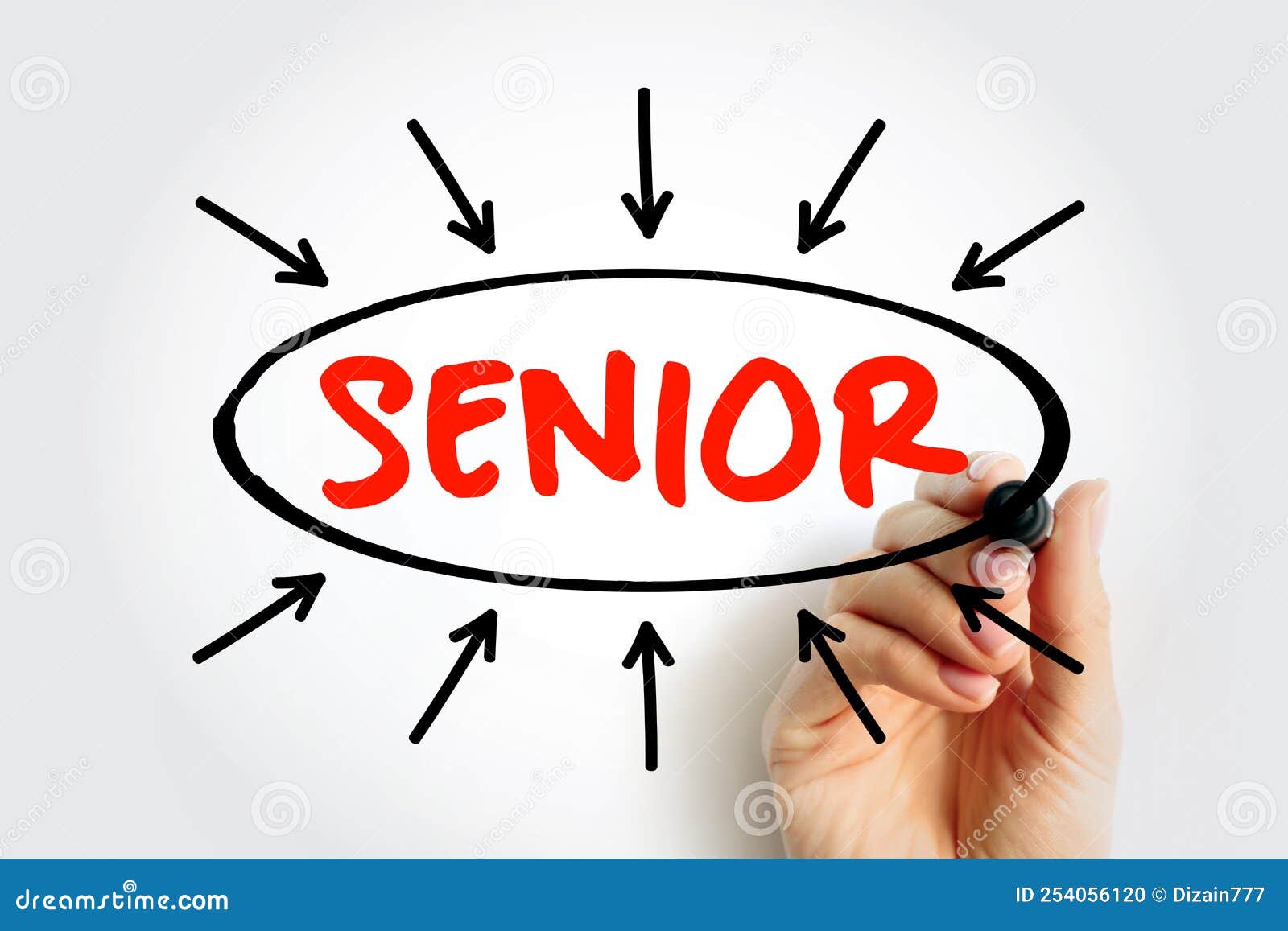 Senior Text with Arrows, Concept for Presentations and Reports Stock ...