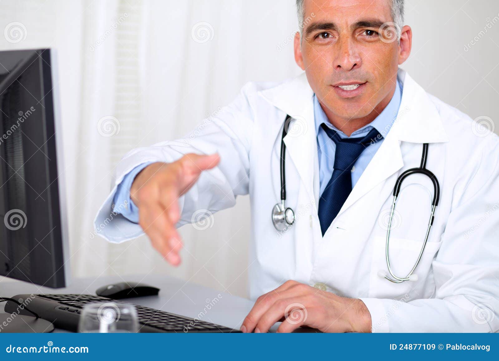 Senior Trustworthy Doctor Greeting Stock Image - Image of medicine ...