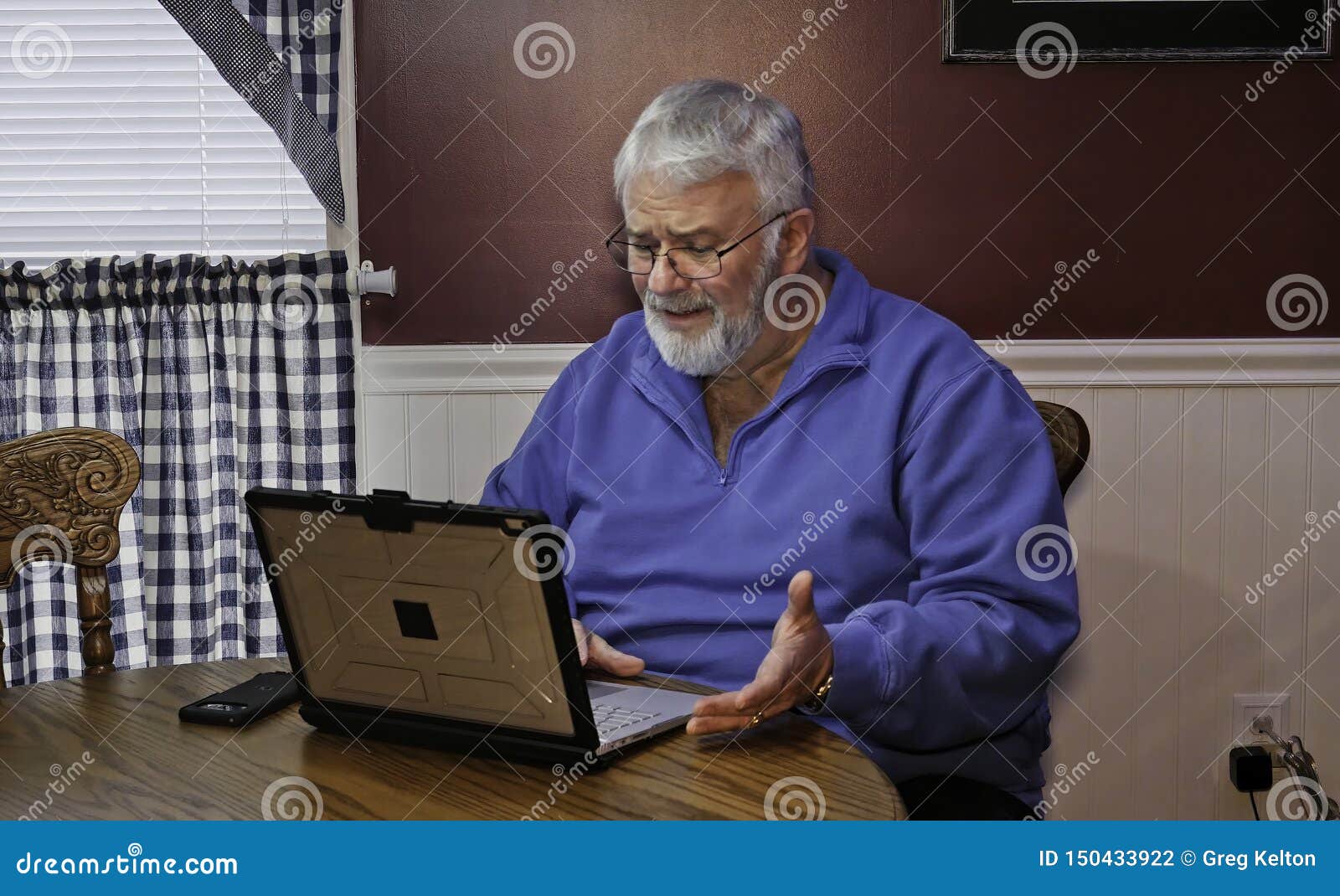Senior Upset and Mad at Using a Computer and Technology Stock Photo ...
