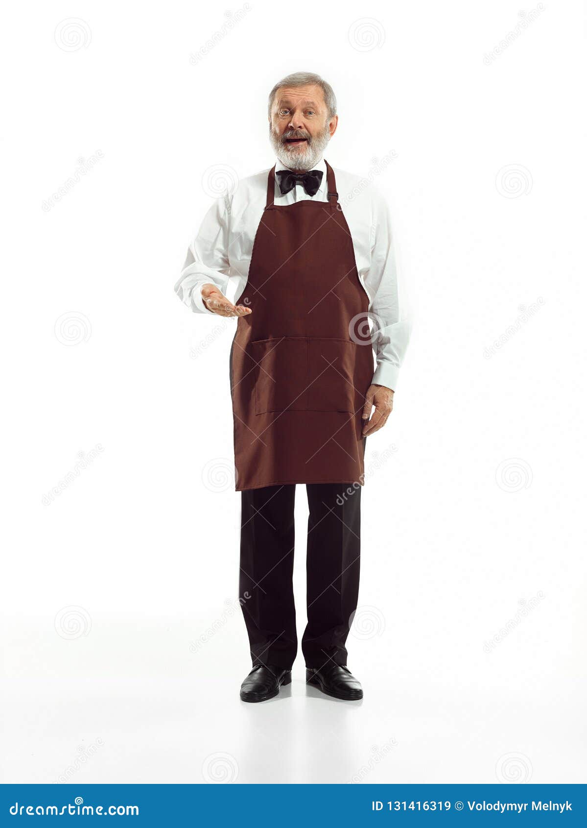 Senior waiter at studio stock image. Image of older - 131416319
