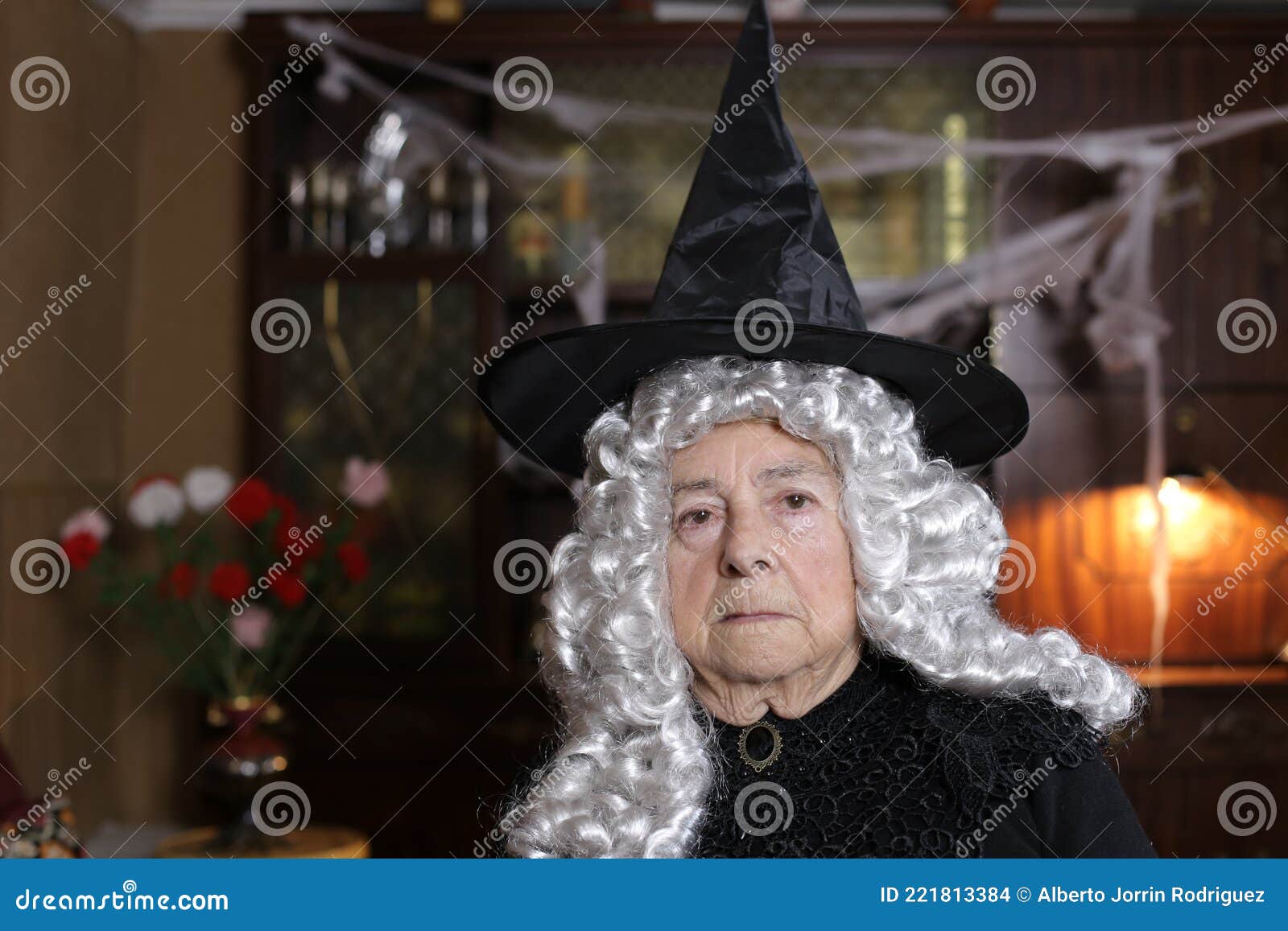 Senior Witch with White Curly Hair Stock Photo - Image of caucasian ...