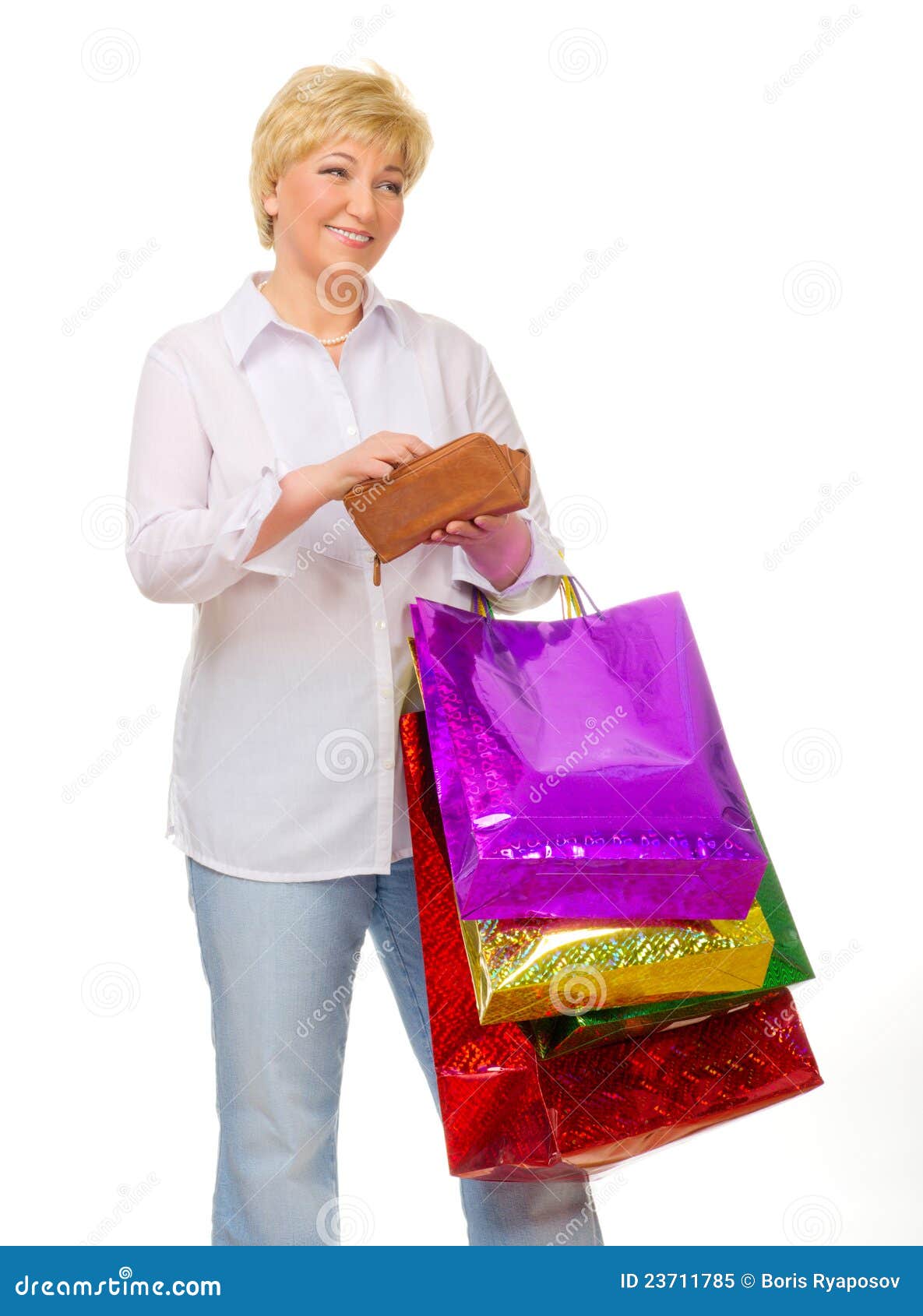 Senior Woman with Bags and Wallet Stock Image - Image of aging ...