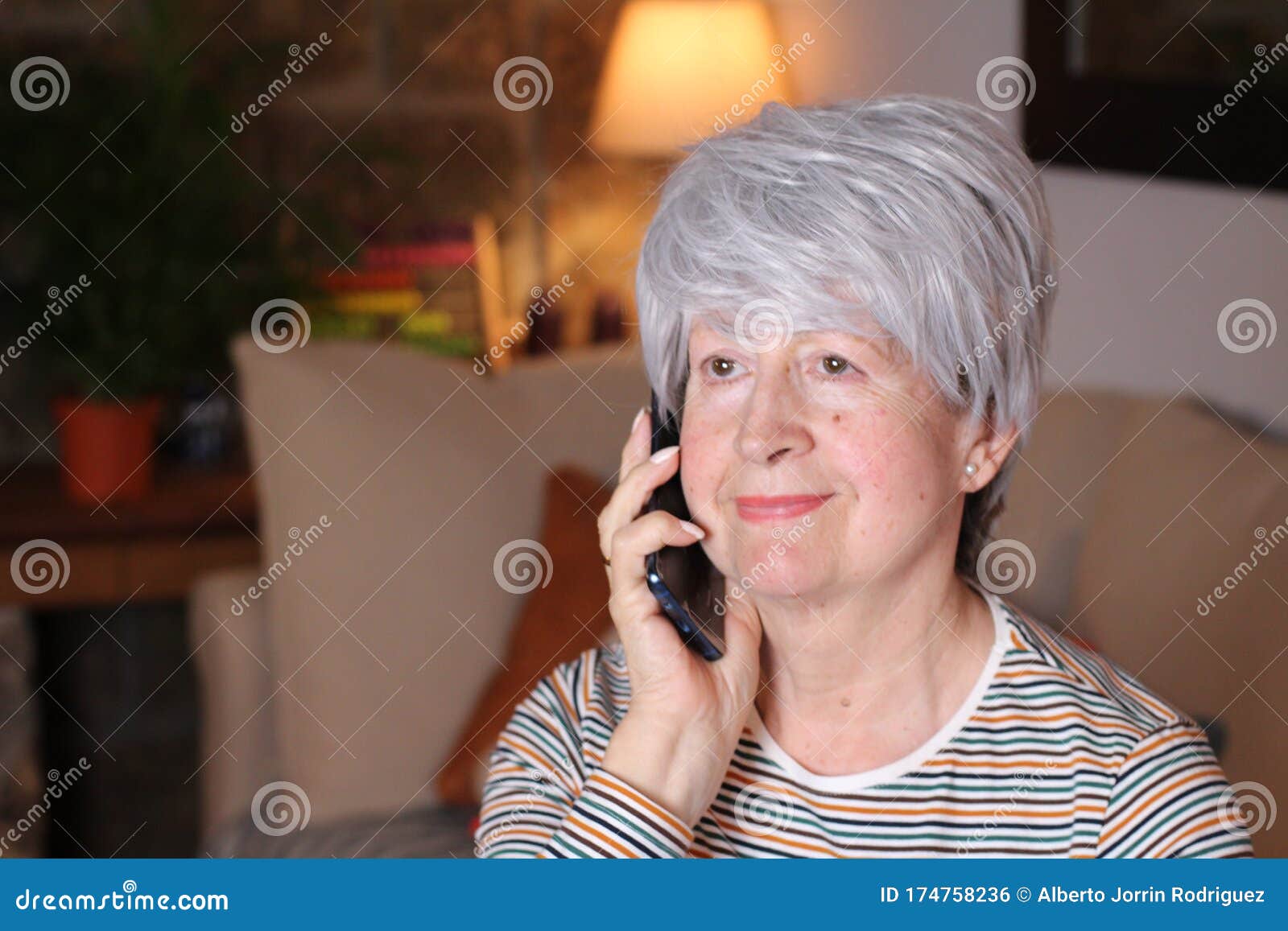 Senior Woman Calling from Home Stock Photo - Image of leisure, aged ...