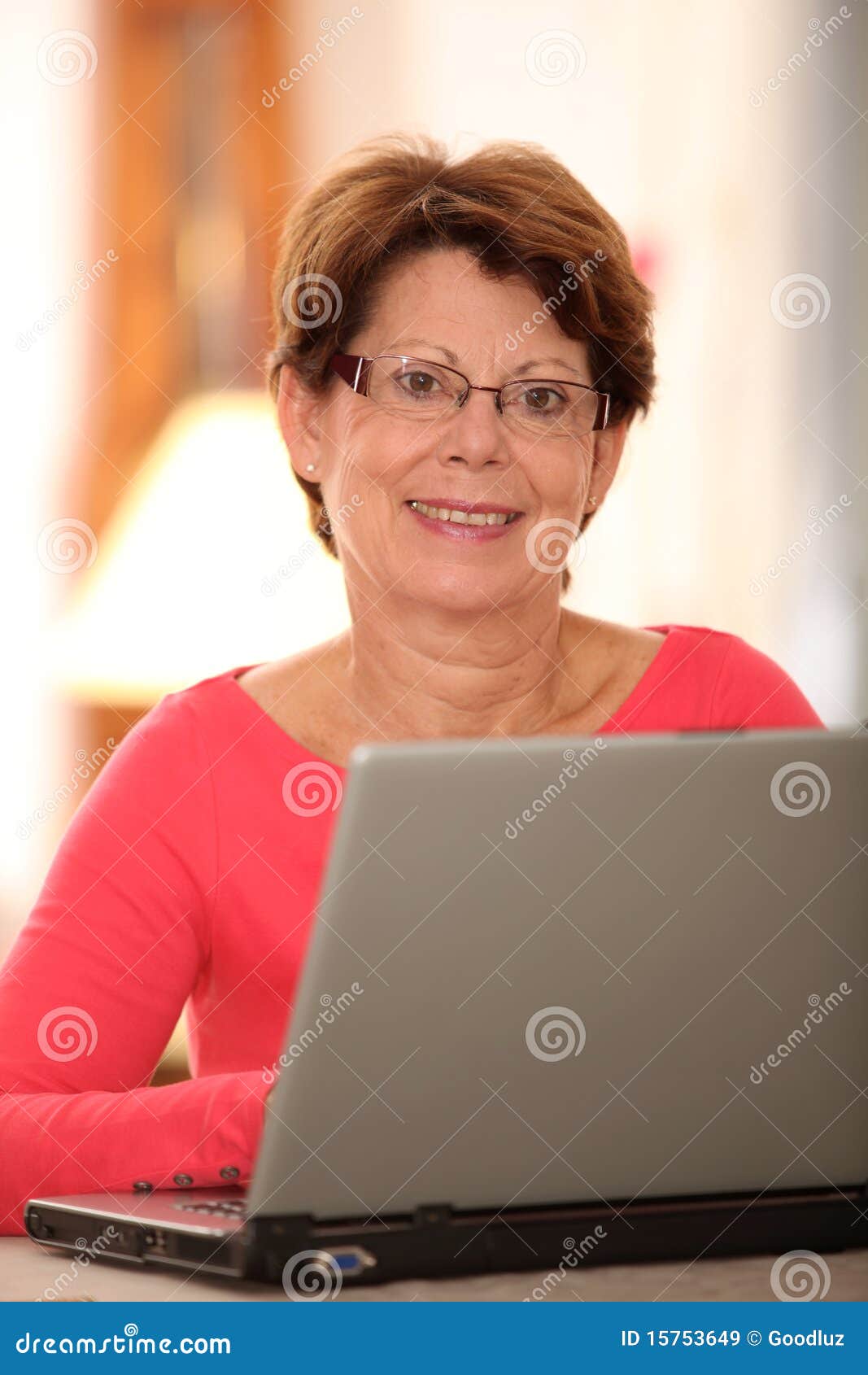 Senior woman with computer stock image. Image of computer - 15753649