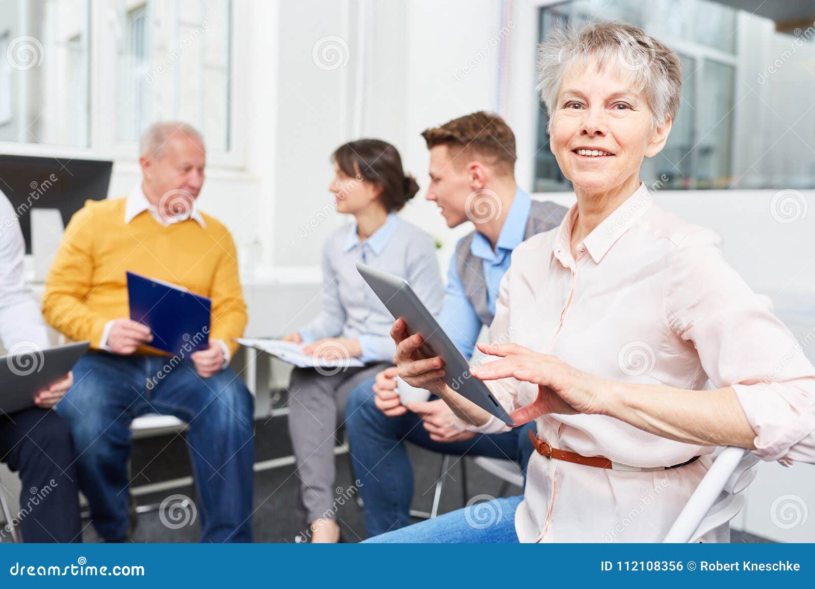 Senior Woman in Computer Training Seminar Stock Photo - Image of ...