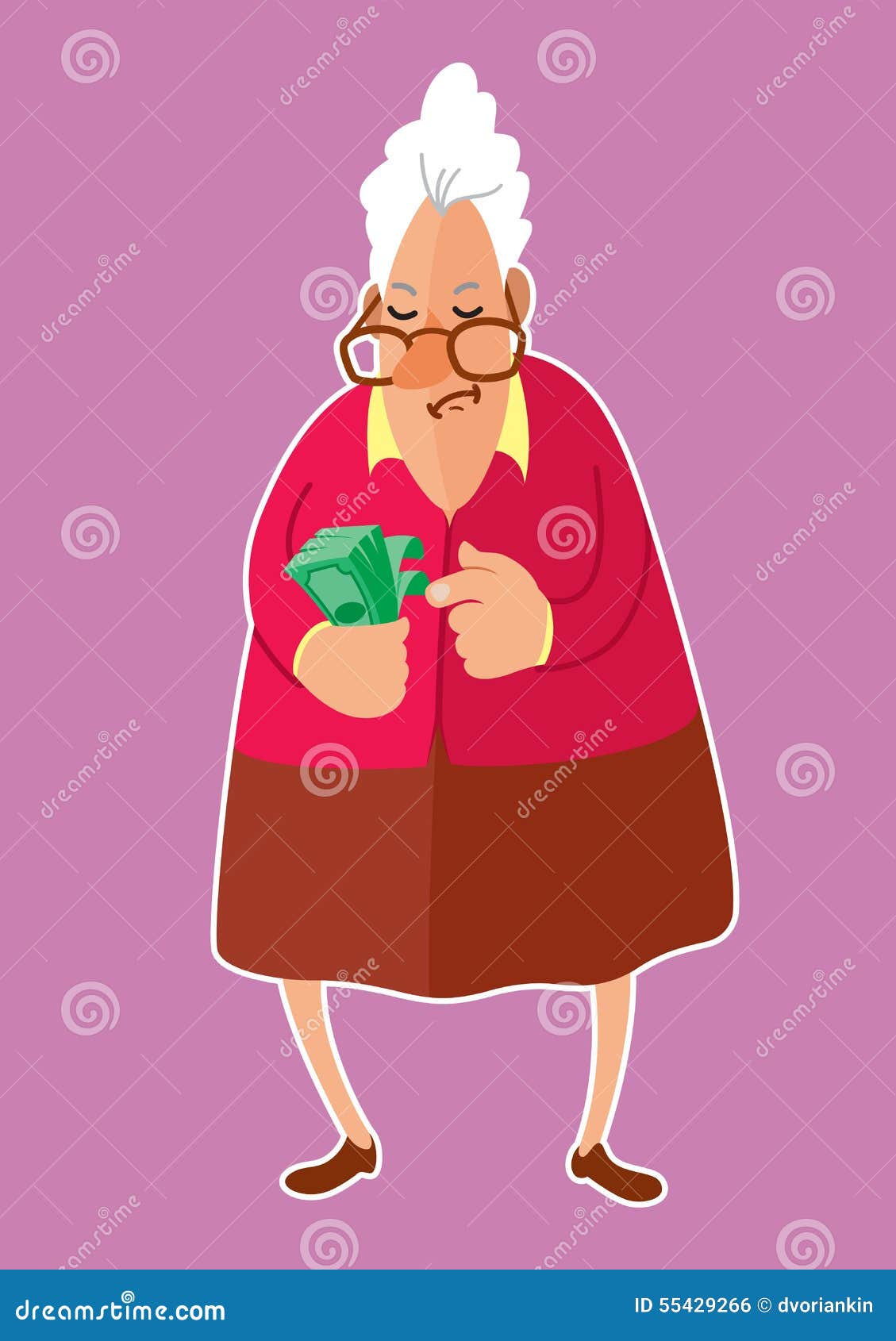 Senior Woman Counting Money Stock Vector - Illustration of american ...