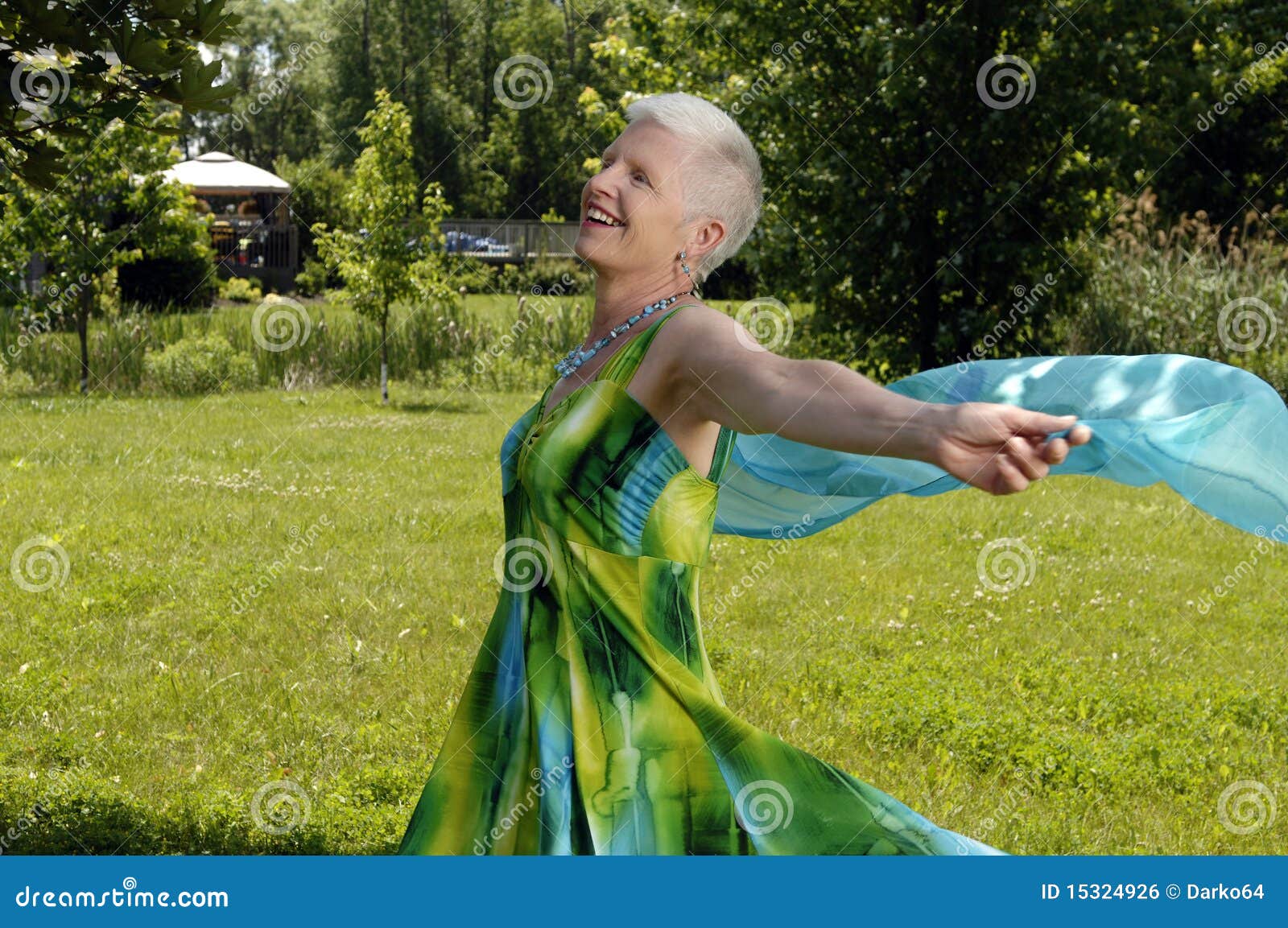 Senior woman dancing stock photo. Image of beauty, green - 15324926